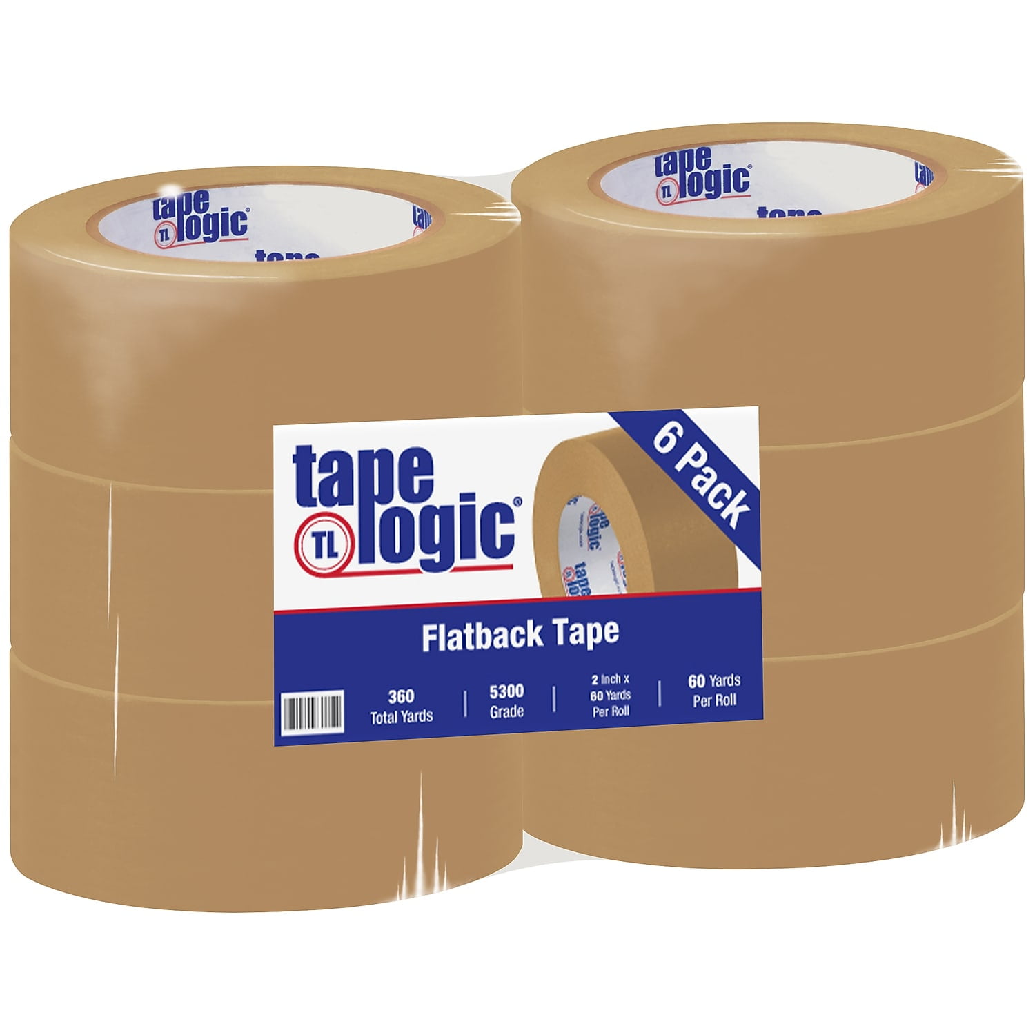 Tape Logic Flatback Tape, 2" x 60 yds, Kraft, 6 Pack, Brown Paper Tape ...