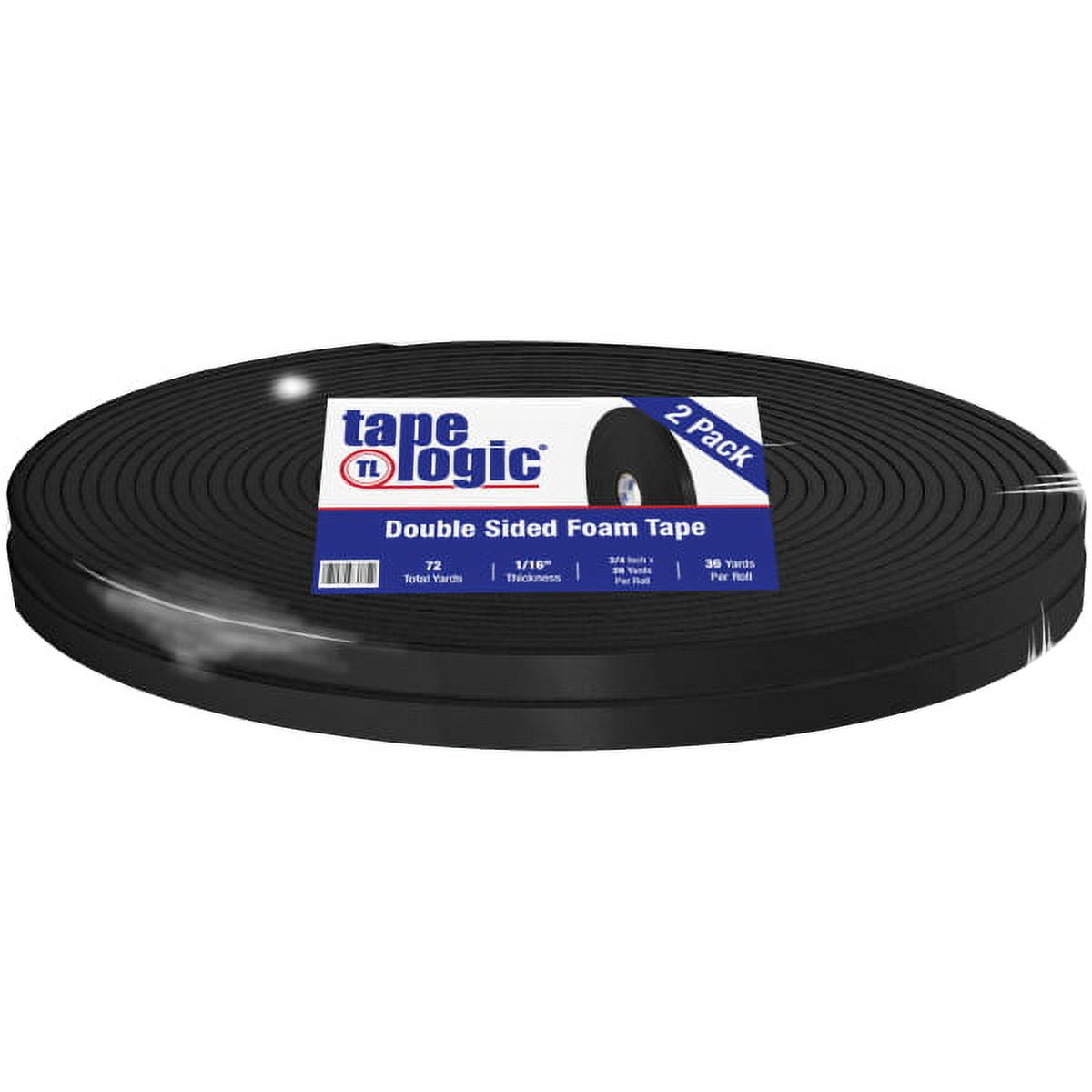 Tape Logic® Double-Sided Foam Tape, 0.75" x 36 Yd., Black, Case Of 2 ...