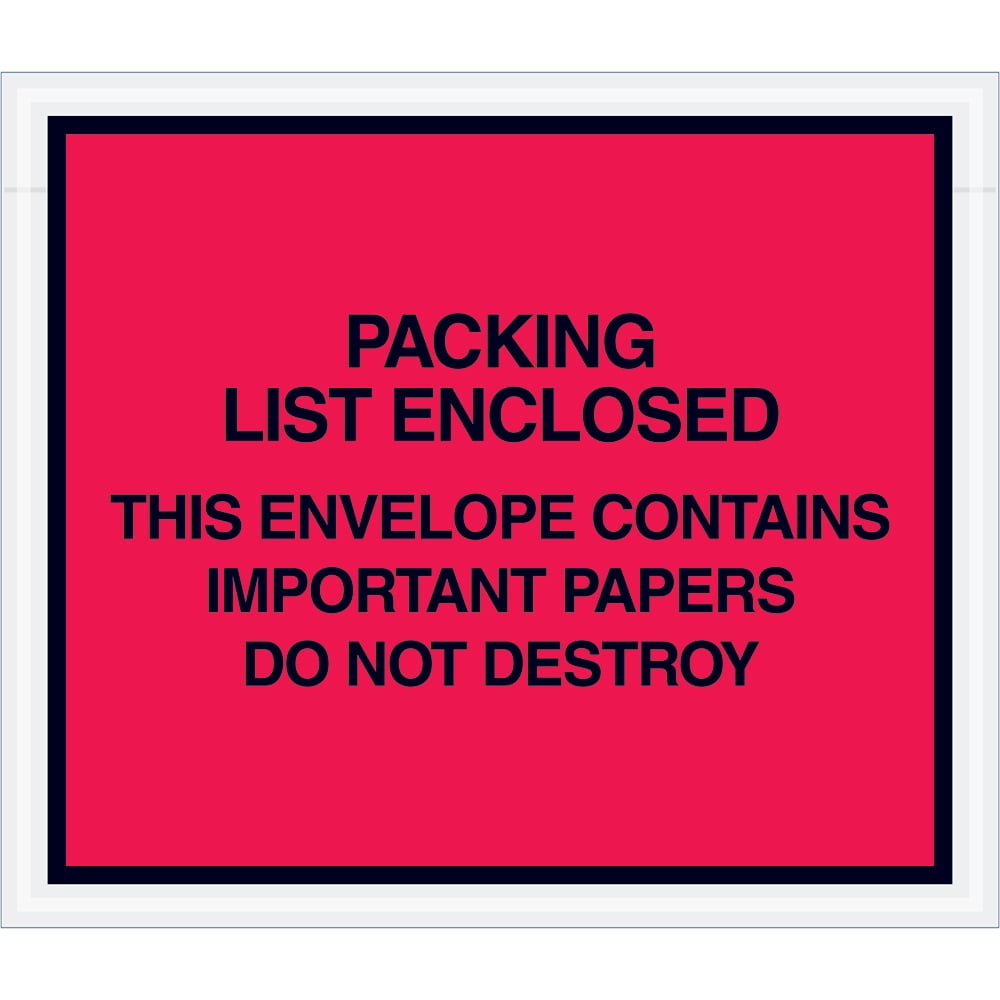 Tape Logic® "Important Papers Enclosed" Envelopes, 7" x 6", Red, Case ...