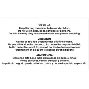 Plastic Bag Warning Label