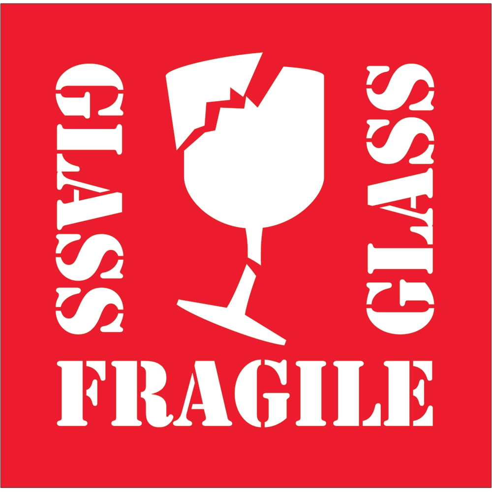 Tape Logic Label,"Fragile Glass",4"X4",Red/White DL1282 - Walmart.com