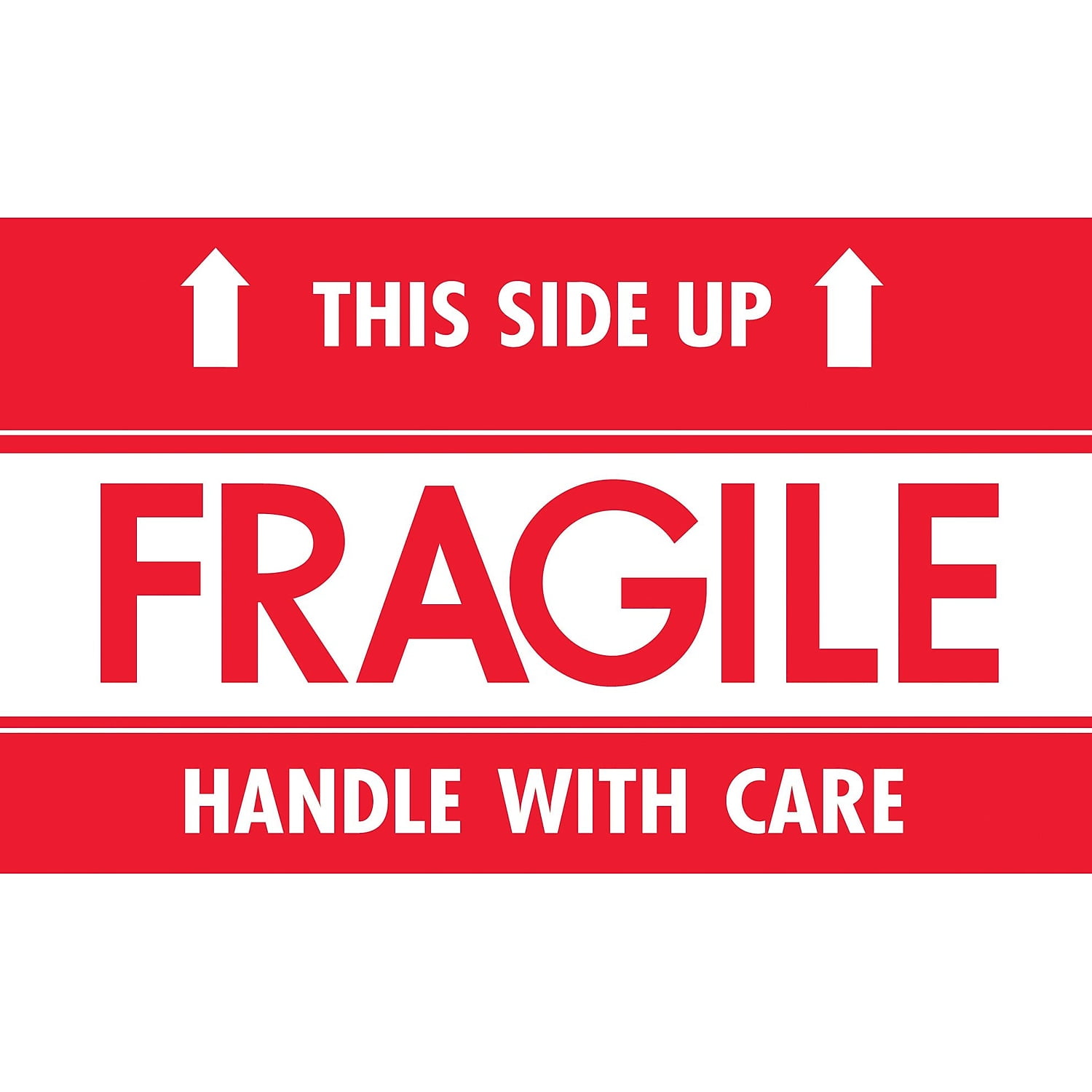 Tape Logic Labels "Fragile - This Side Up - HWC" 3" x 5" Red/White 500 ...