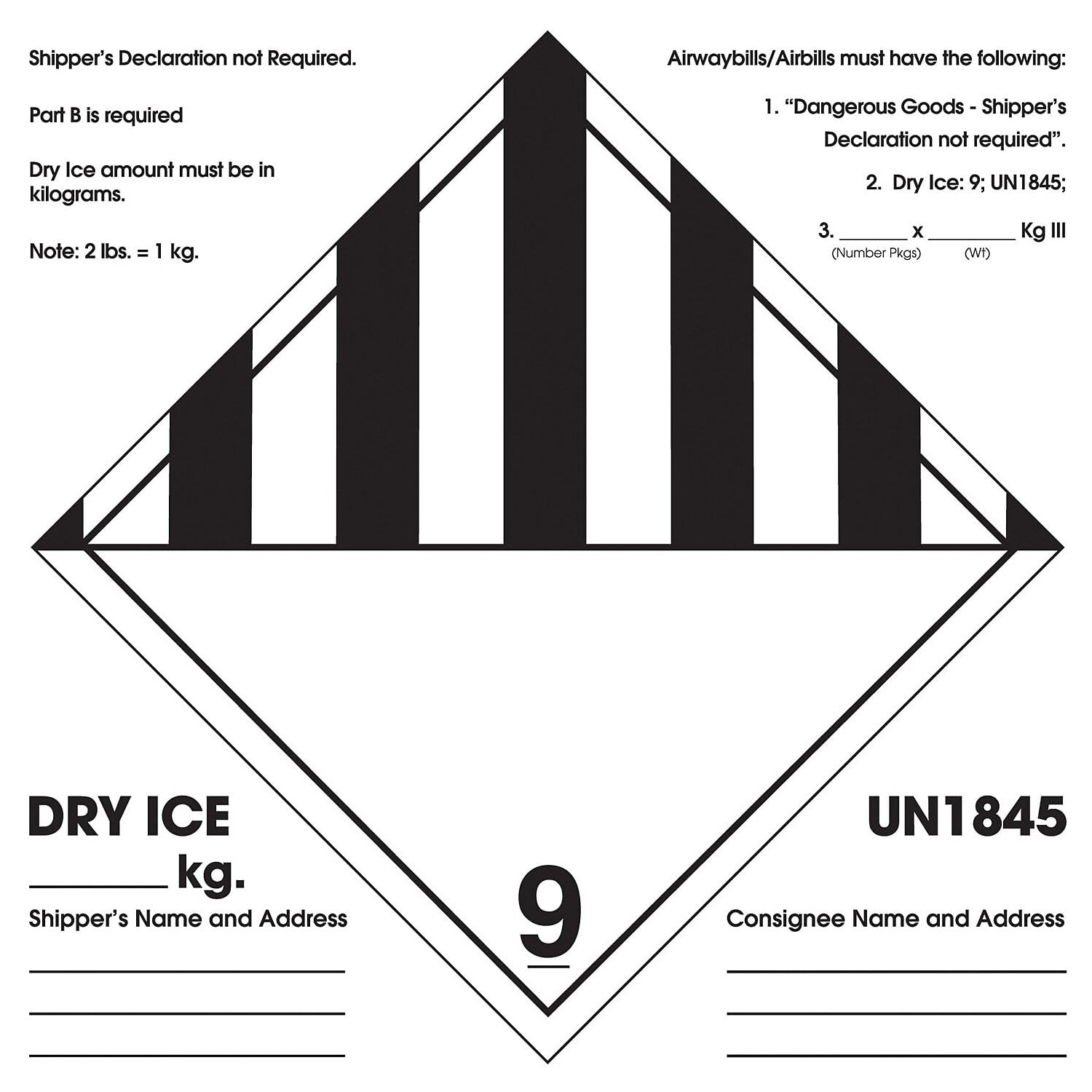 Tape Logic Label,Shippers Declaration Not Required DL1281 - Walmart.com