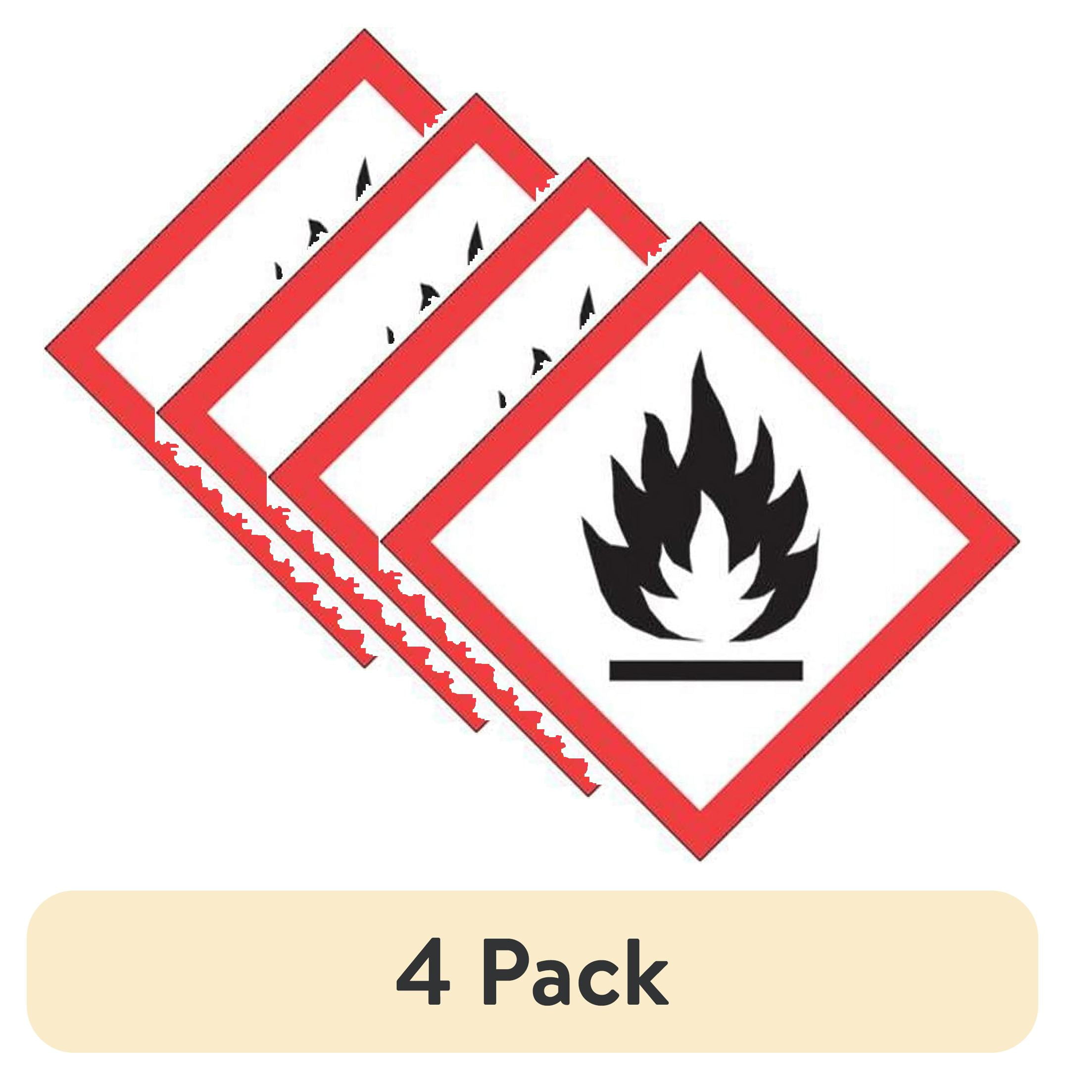 (4 pack) Tape Logic Pictogram Labels Flame 1" x 1" 1" x 1" Black/Red ...