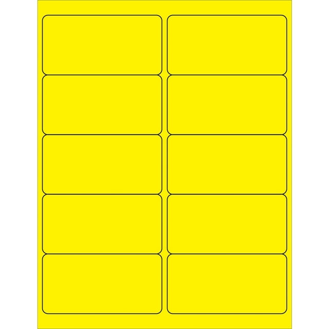 Tape Logic Removable Rectangle Laser Labels 4x2" Fluorescent Yellow ...