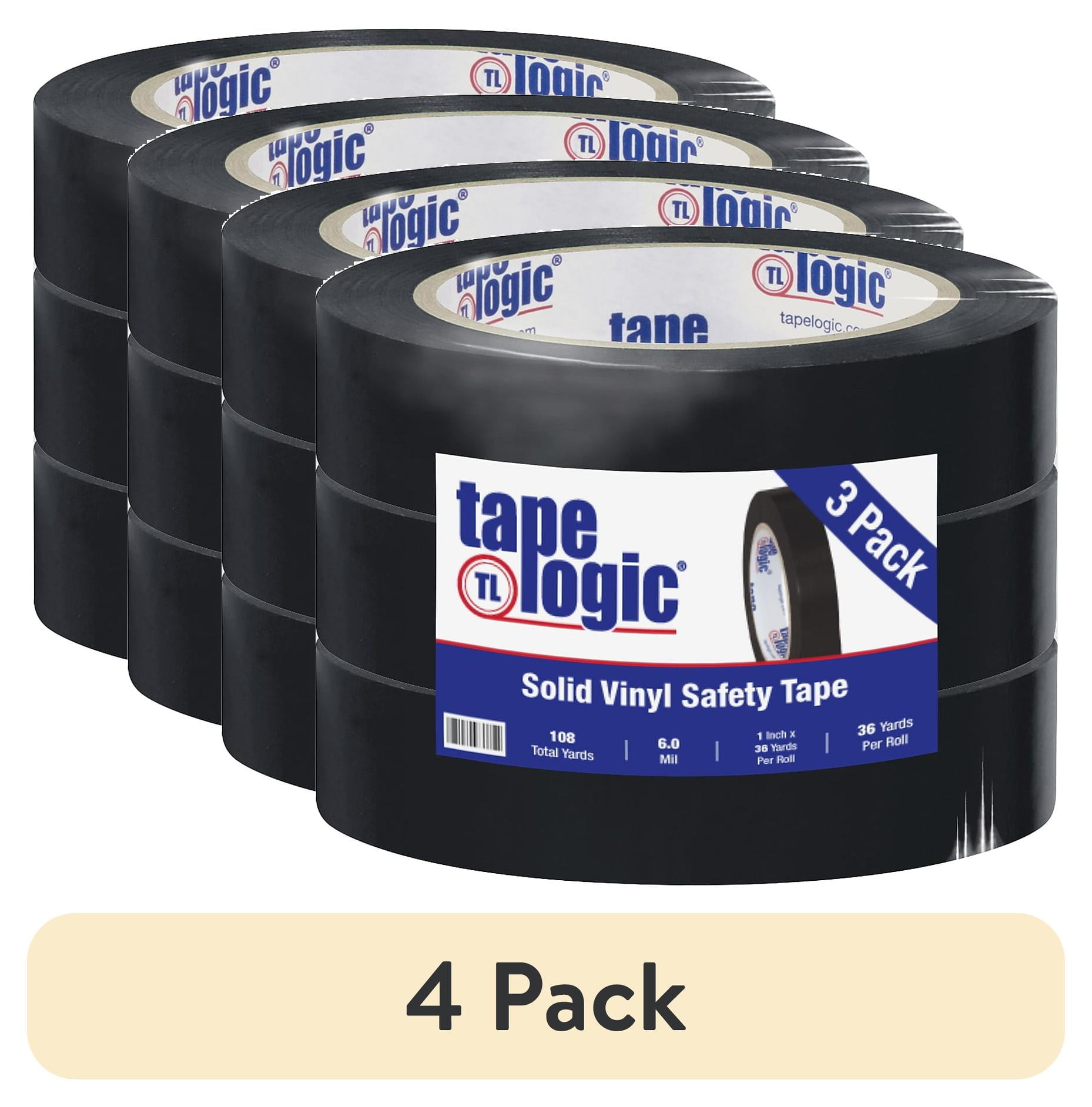 (4 pack) Tape Logic T91363PKBL 1 in. x 36 yards Black Solid Vinyl ...