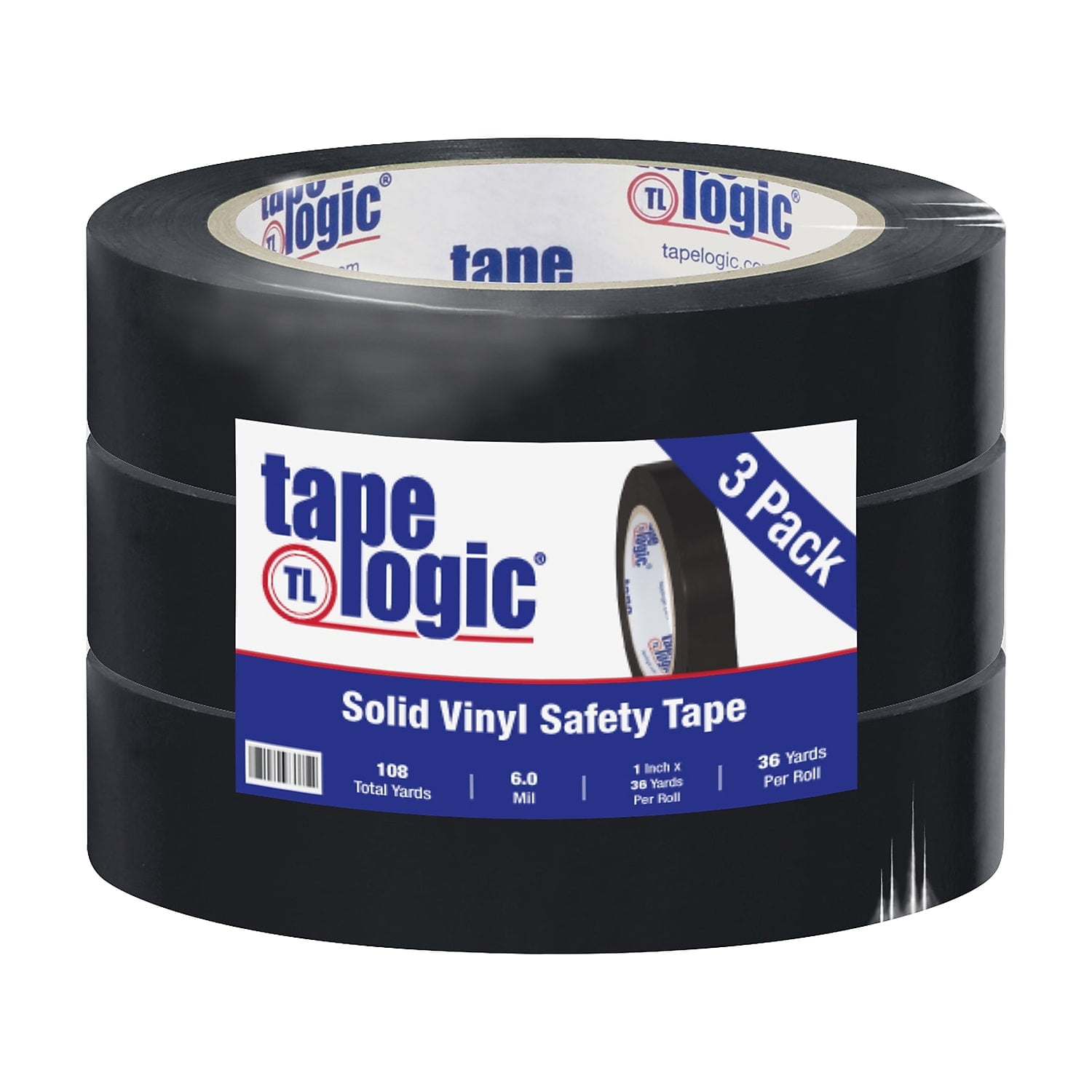 Tape Logic T91363PKBL 1 in. x 36 yards Black Solid Vinyl Safety Tape ...