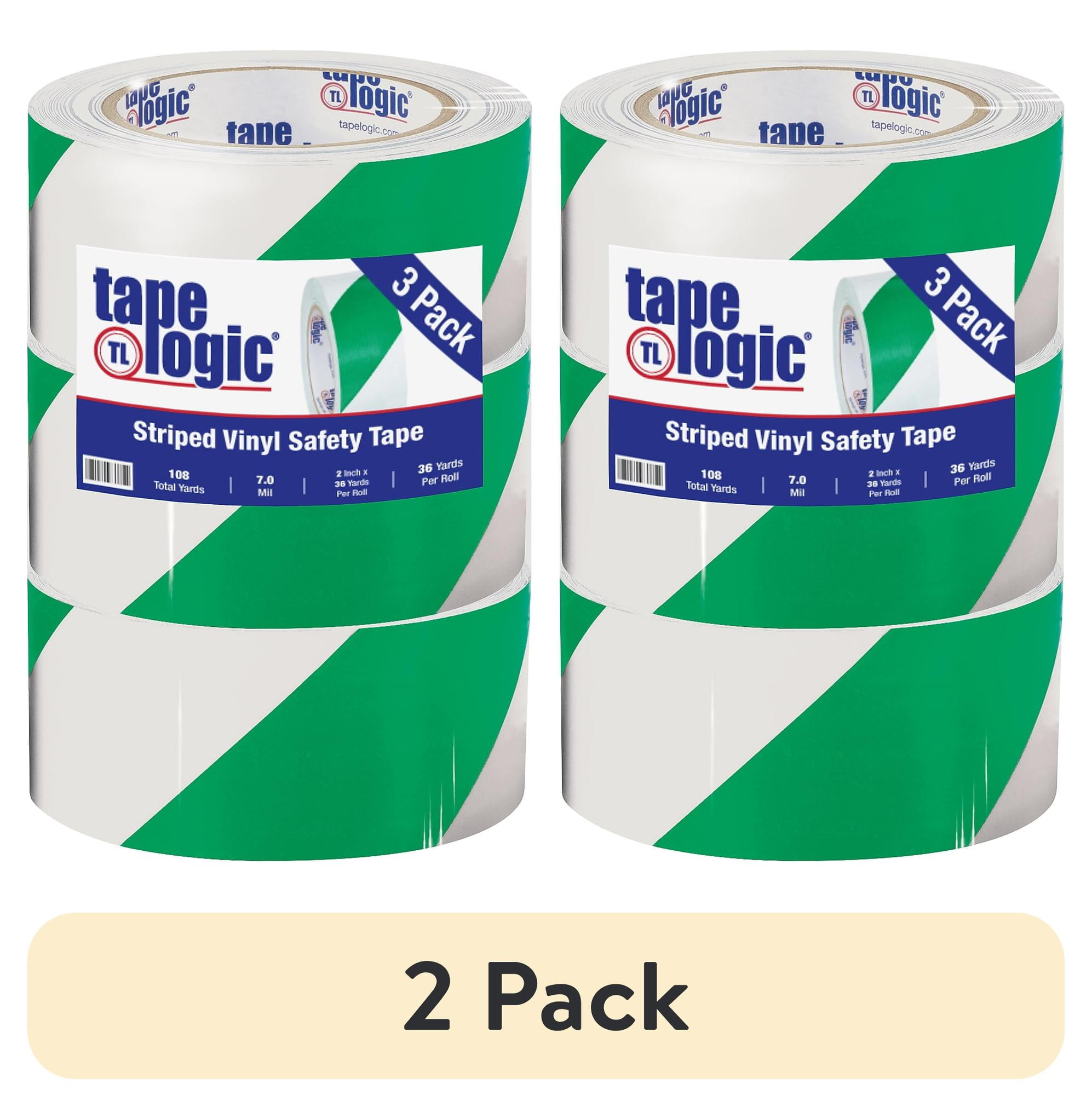 (2 pack) Tape Logic T92363PKGW 2 in. x 36 yards Green & White Striped ...