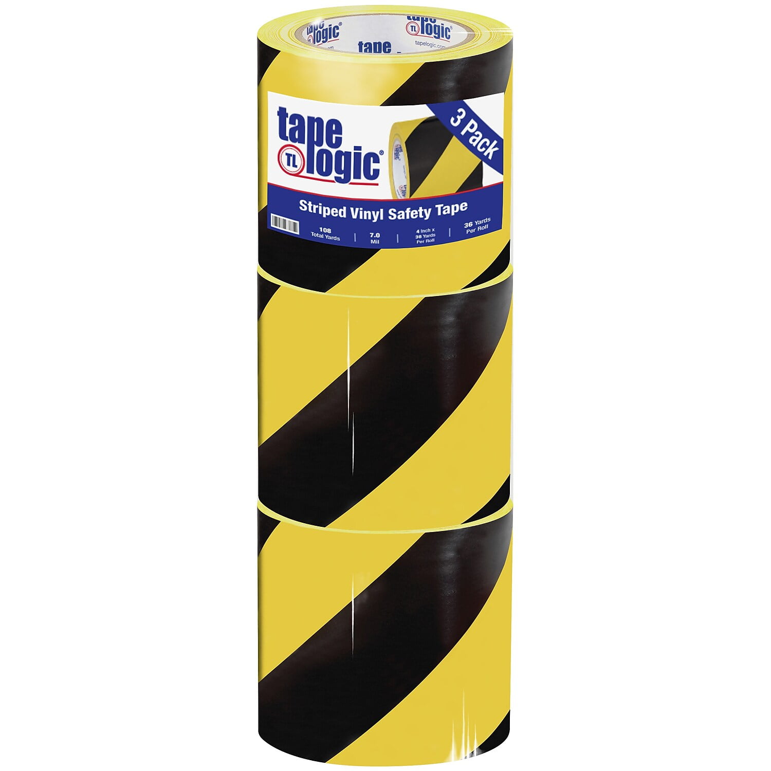 Tape Logic T94363PKBY 4 in. x 36 yards Black & Yellow Striped Vinyl ...