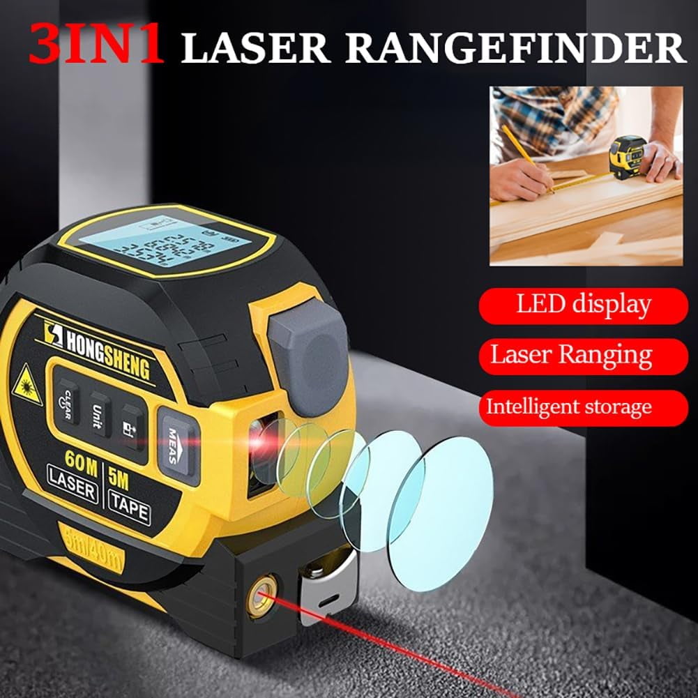 Tape Measure, 3 in 1 Digital Distance Meters with LCD Display, 40M ...