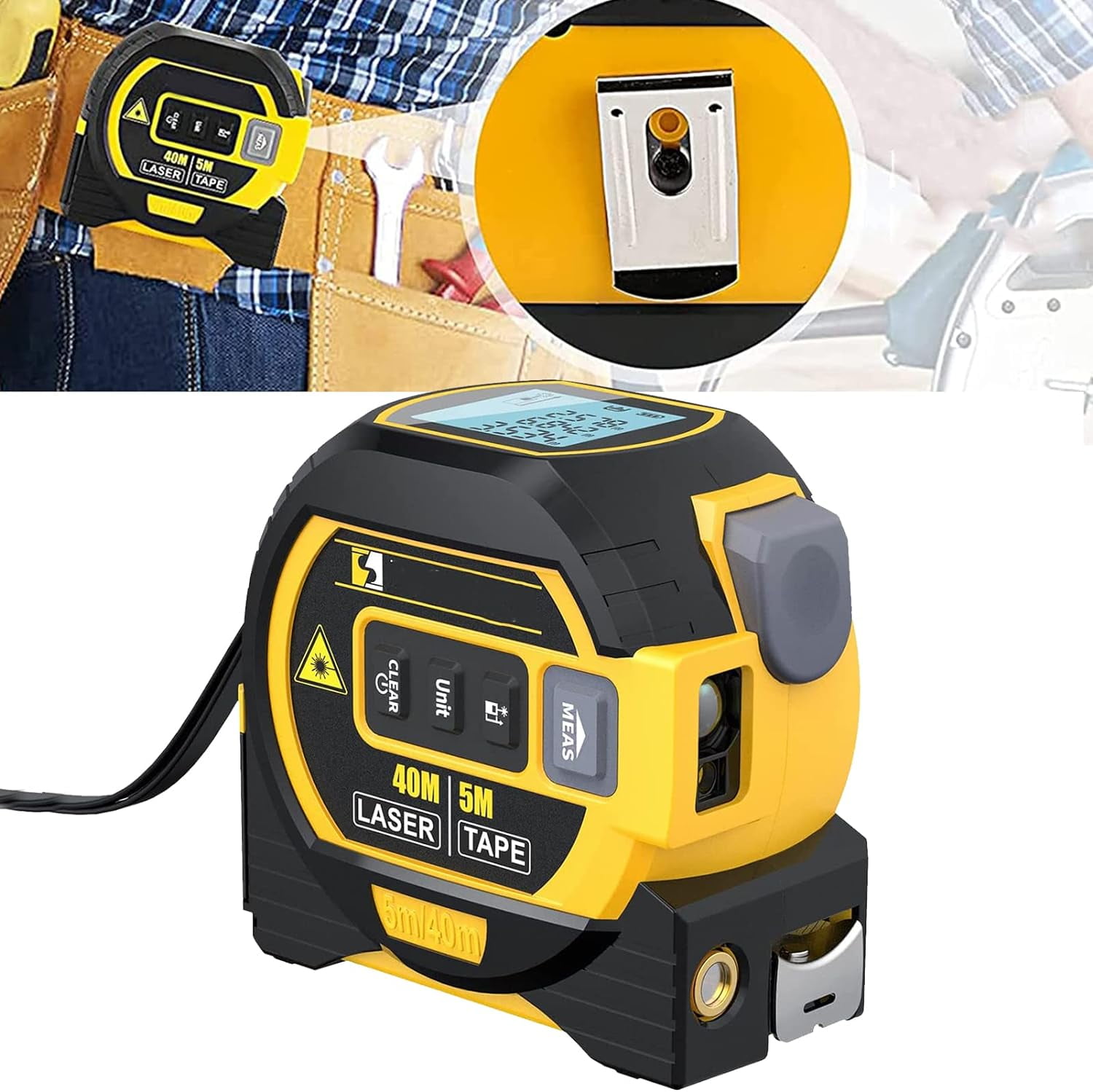 Tape Measure, 3 in 1 Digital Distance Meters with LCD Display, 40M ...