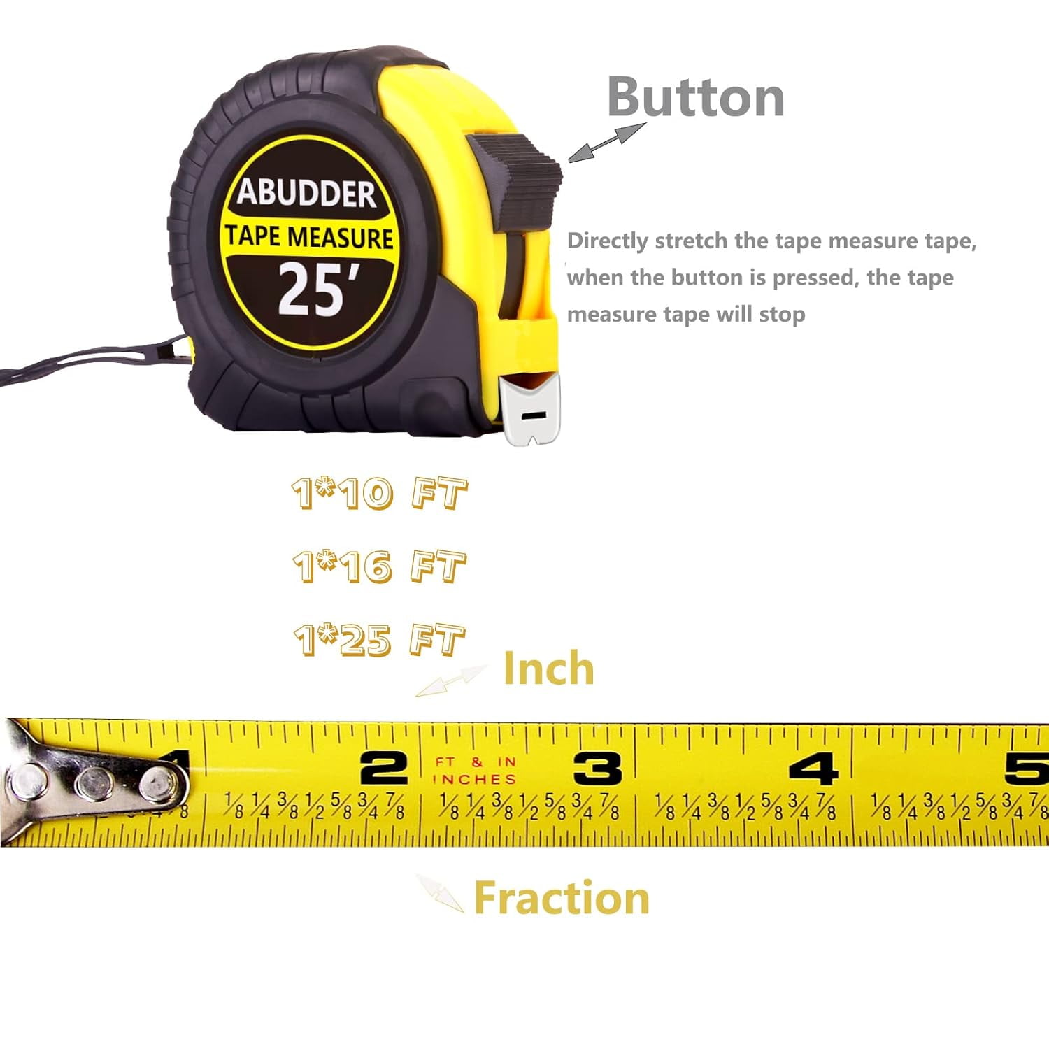Tape Measure 3 Pack Bulk Measuring Tape Retractable With Fractions 1 8