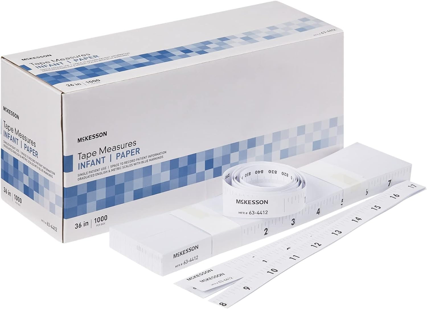 Tape Measure, Disposable Paper, English / Metric Scale, 36 in, 1000 ...