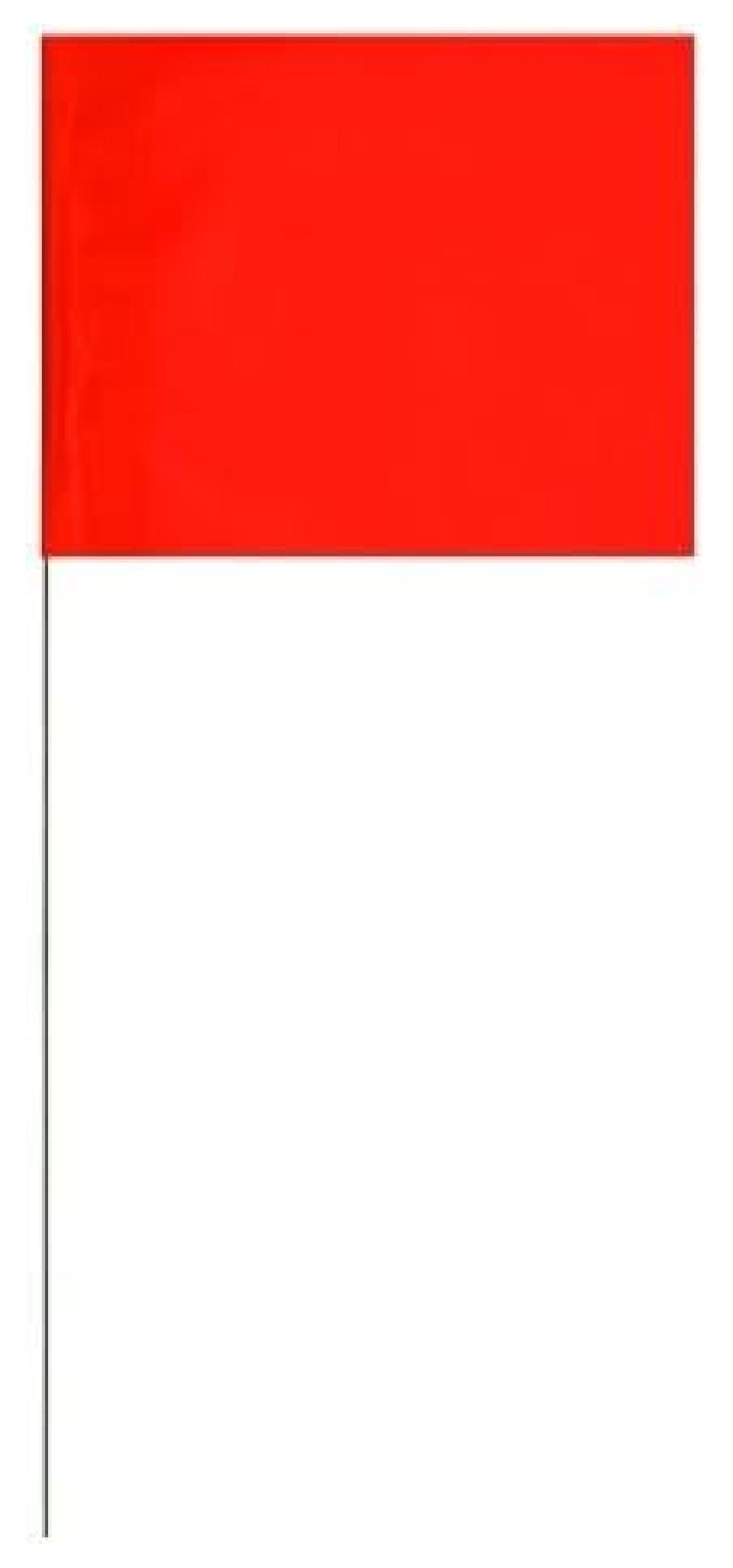 Tape Planet Marking Flags Fluorescent Red 4" x 5" Flag with 21" Wire ...