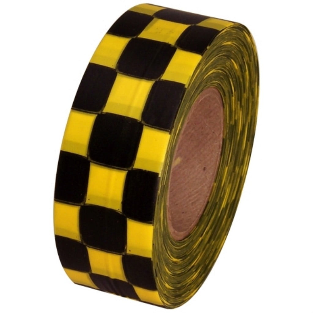 Tape Planet Yellow and Black Checkerboard Flagging Tape 1 3/16" x 31. ...