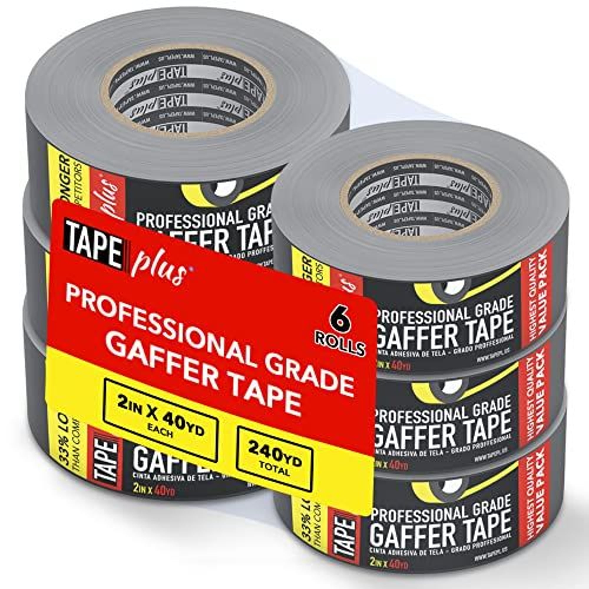 Tape Plus Gaffer Tape - Huge Roll! 40 Yards (120 Feet) Black Tape ...
