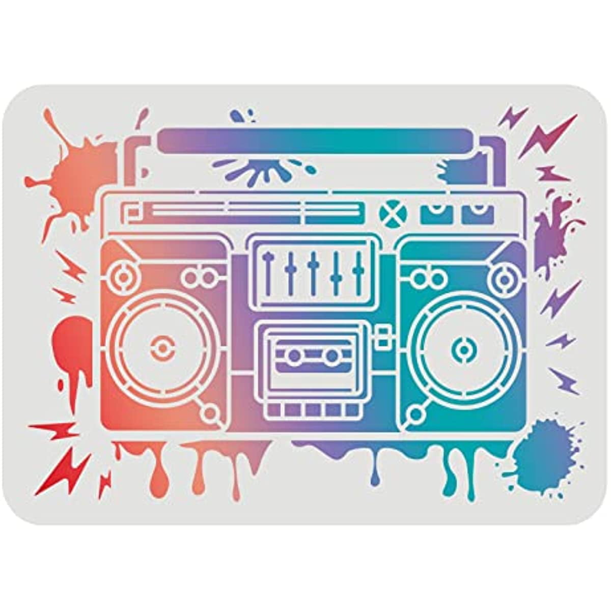 Tape Recorder Pattern Painting Stencil Radios Drawing Stencil Reusable ...