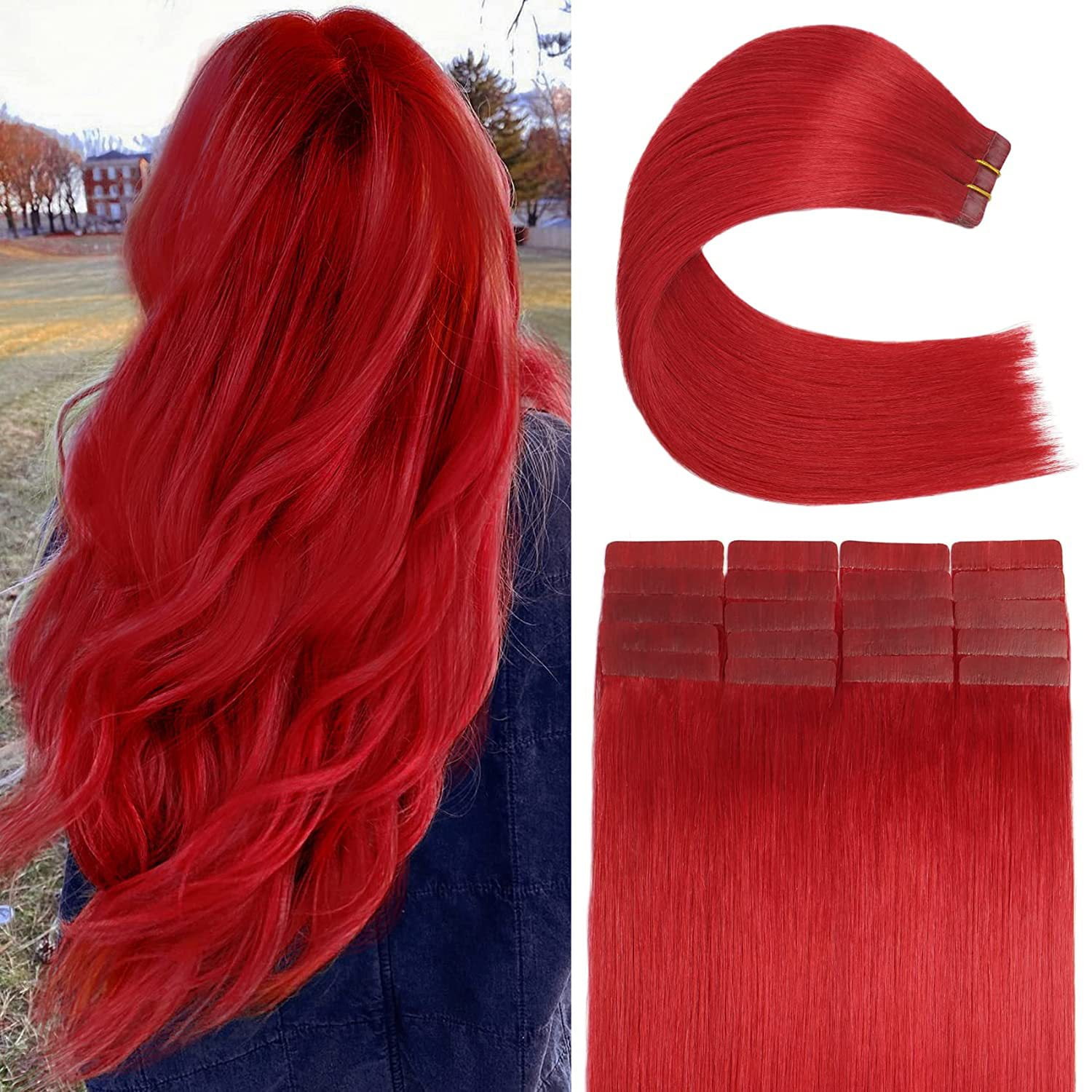 Tape in Human Hair Extensions Real Remy Glue in Hair Extensions Virgin ...