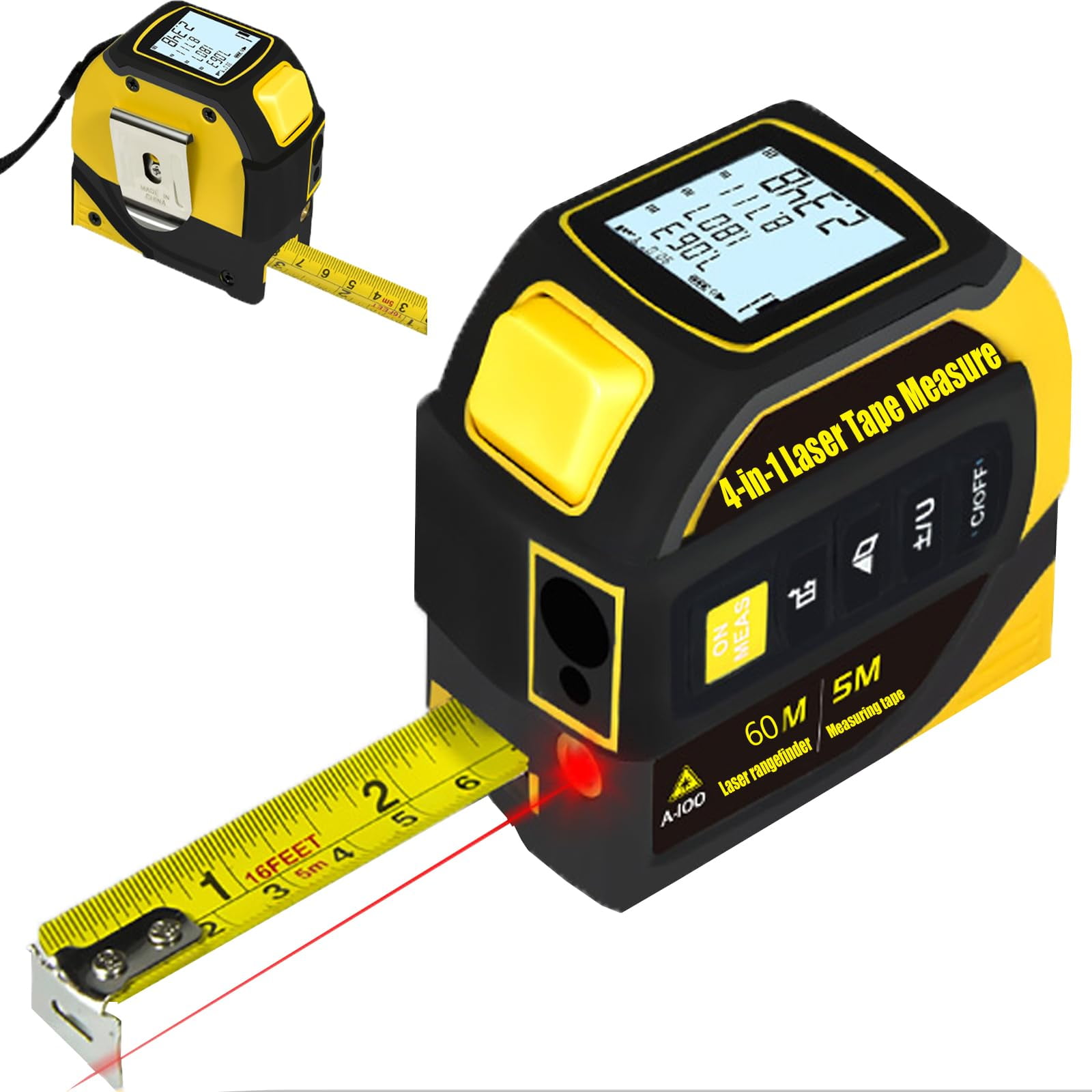 Tape measure 4-in-1 laser Digital Measuring Tape & 60m/197ft Laser ...