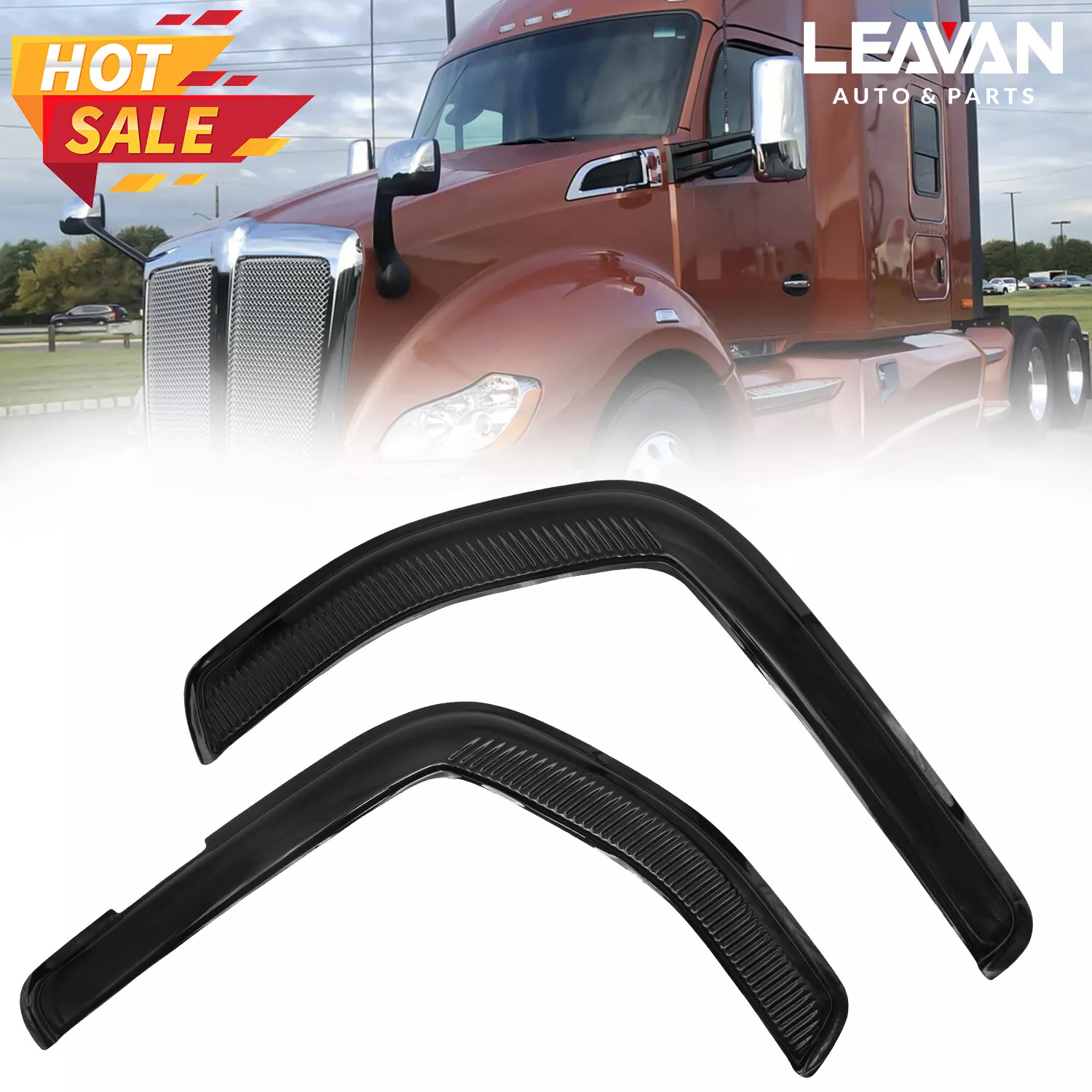Tape-on Windows Visors Deflector Sun Rain Guard for Kenworth T680 T880 ...