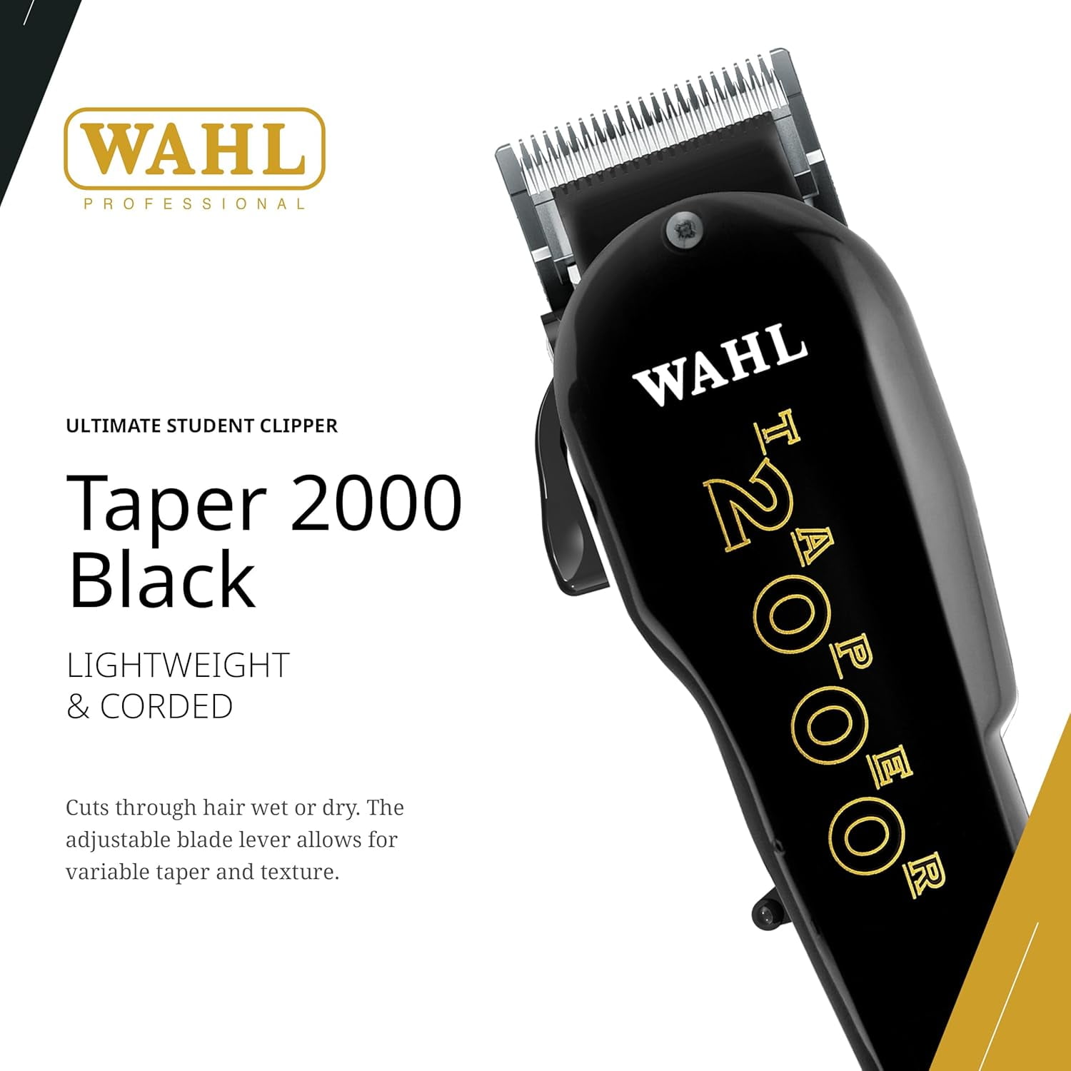 Taper 2000 Corded Clipper - Black, High Performance Hair Cutting Tool ...