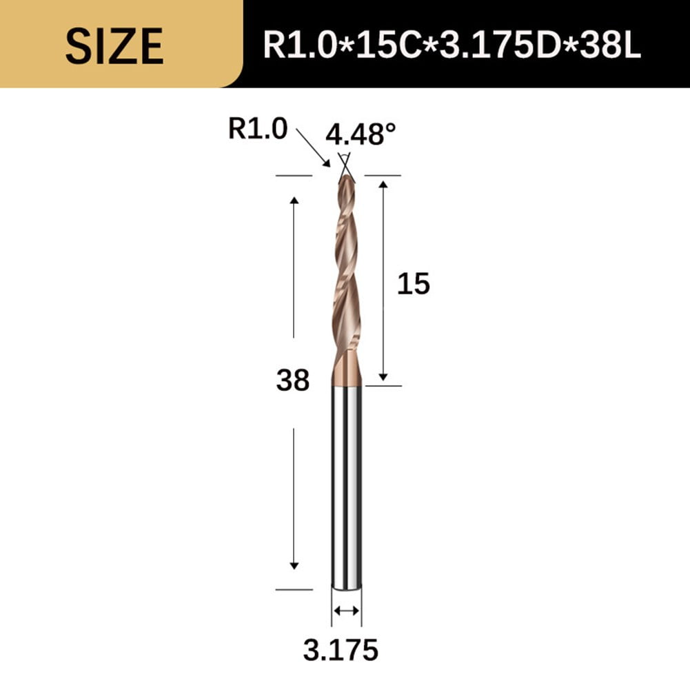 Taper Ball End Milling Cutter Carbide 3D Relief Engraving Drill ...