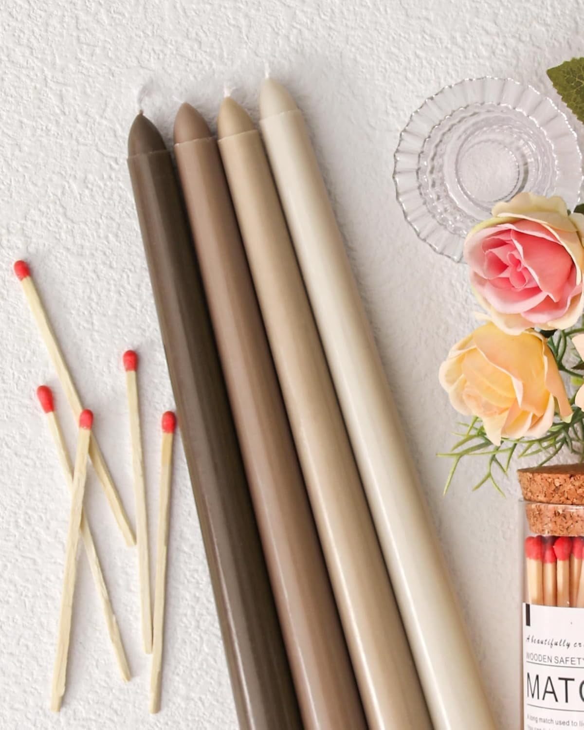 Taper Candles, 12 Inch, 12 Pack, Brown – Unscented, Smokeless Design ...