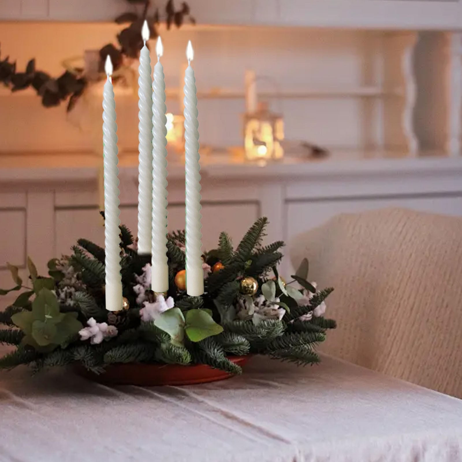 Taper Candles 4 Pack 9.8 Inch Spiral Taper Candles for Holiday ...