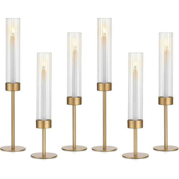 Tapered Candlestick Holders: 6 count Tall Brass Taper Candle Holder ...