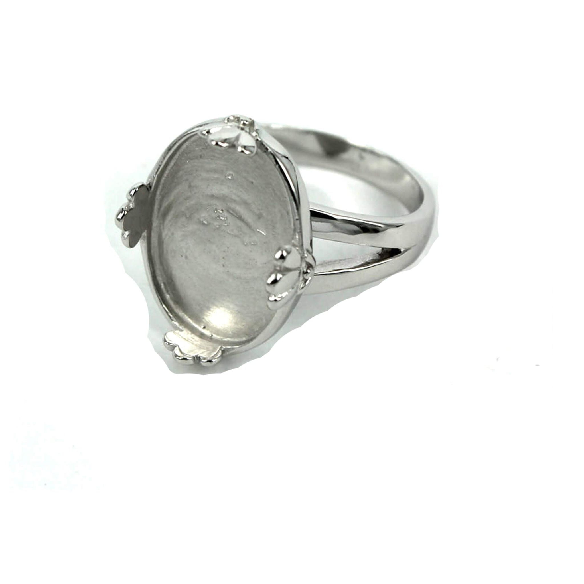 Tapered Ring Setting with Oval Bezel Mounting in Sterling Silver ...