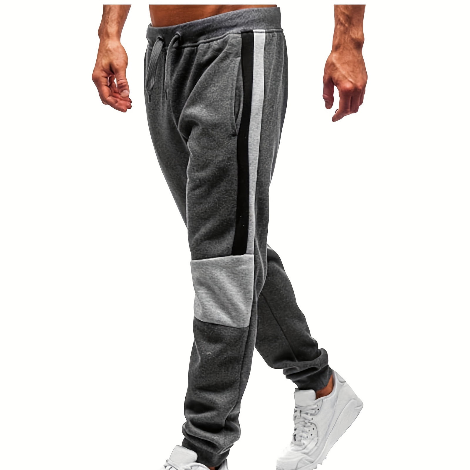 Tapered Sweatpants for Men with Pockets Casual Drawstring Elastic Waist ...