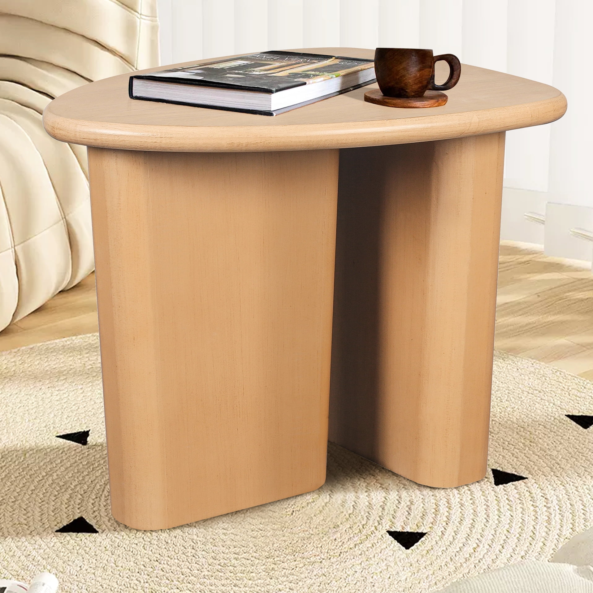 Tapered Tabletop Side Table In Natural Wood Look - Thick , 20.91 In ...