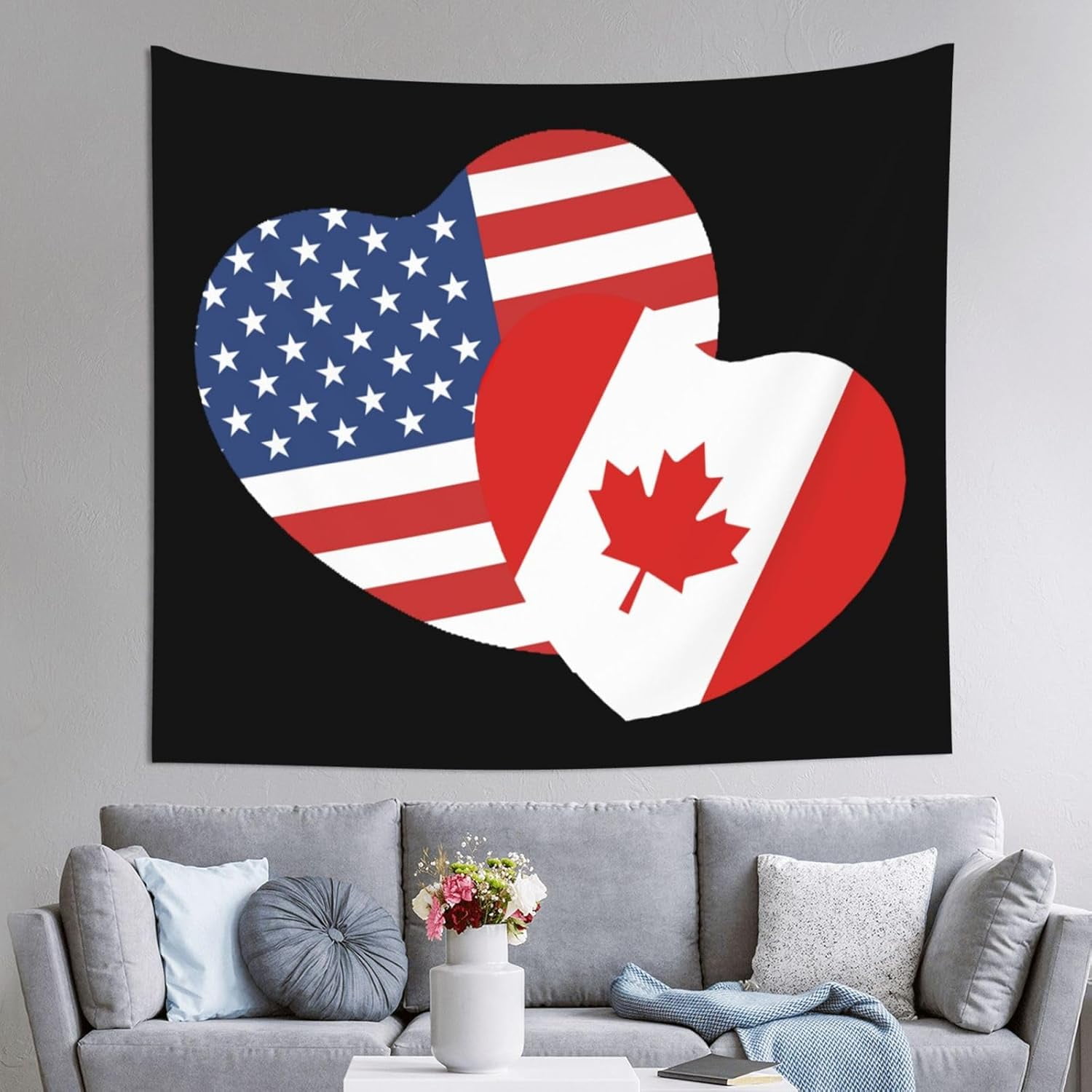 Tapestry 60x40 inches Wall Art Hanging Rose Flower Canada Flag ...