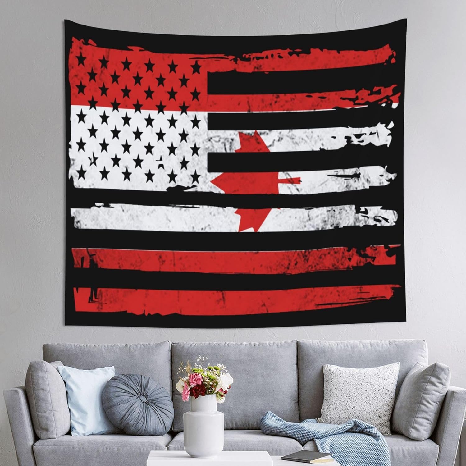 Tapestry 60x40 inches Wall Art Hanging Rose Flower Canada Flag ...