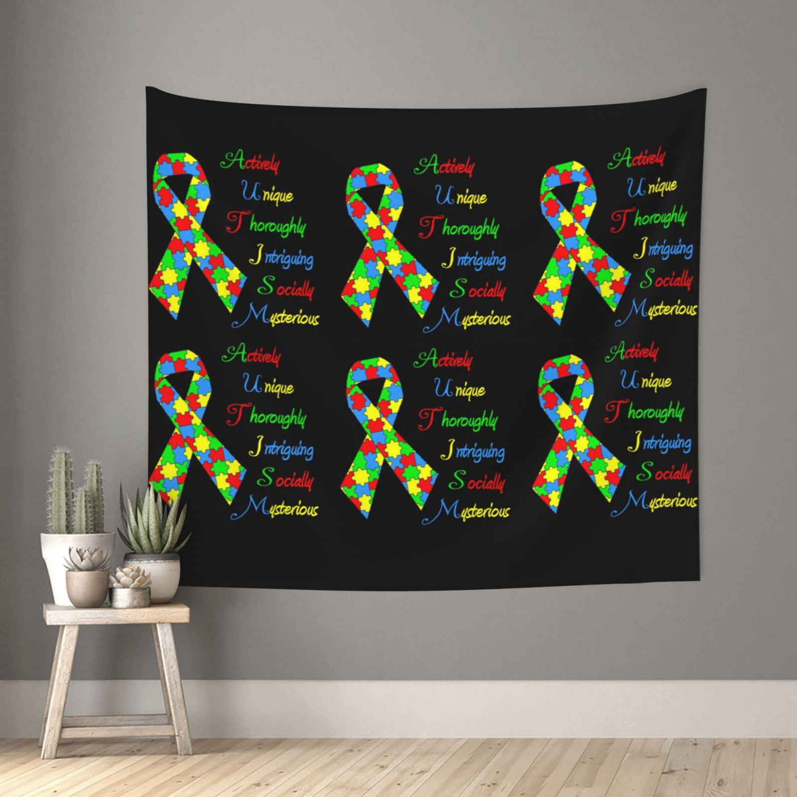 Tapestry Autism Awareness Month Backdrop Tapestry Wall Haning For ...