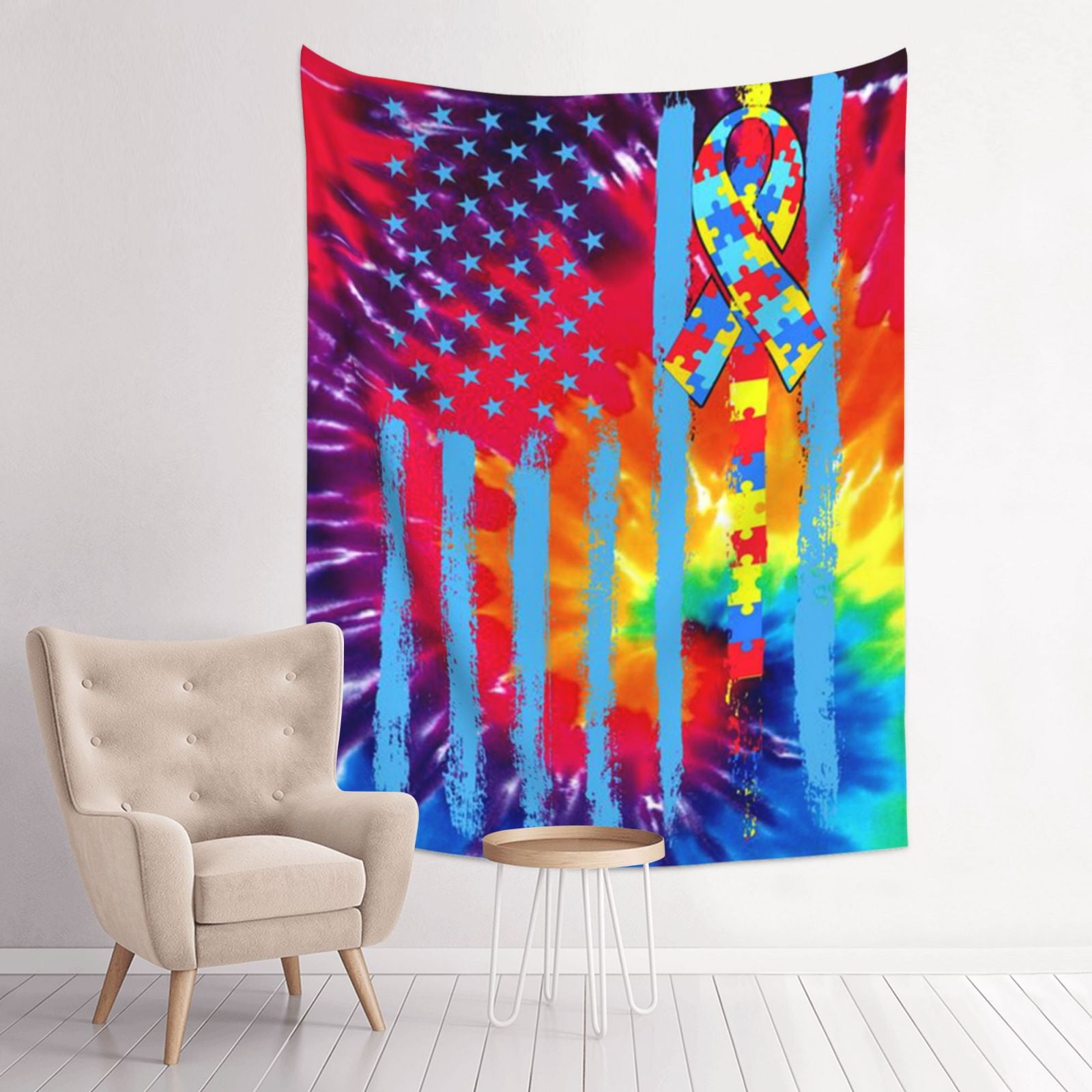 Tapestry Autism Awareness Puzzle Flag Art Print Mural For Bedroom ...