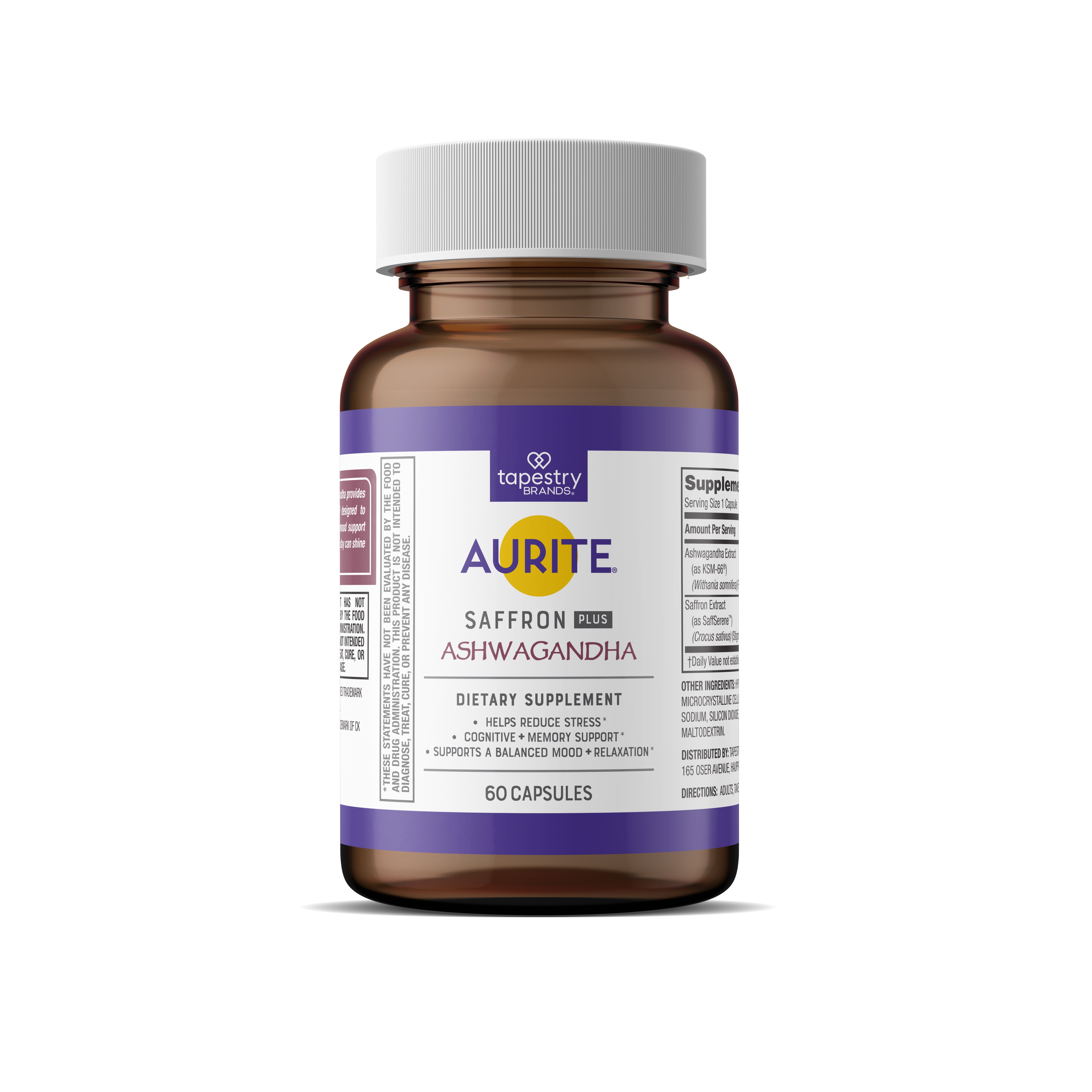 Tapestry Brands Aurite Saffron Plus Ashwagandha, Supports Emotional ...