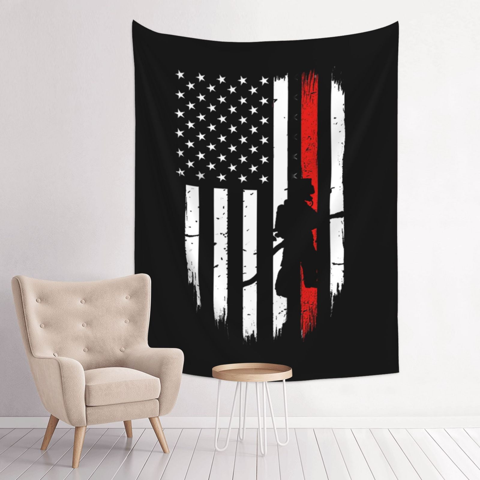 Tapestry Firefighter Firefighting Flag Us Art Print Mural For Bedroom ...