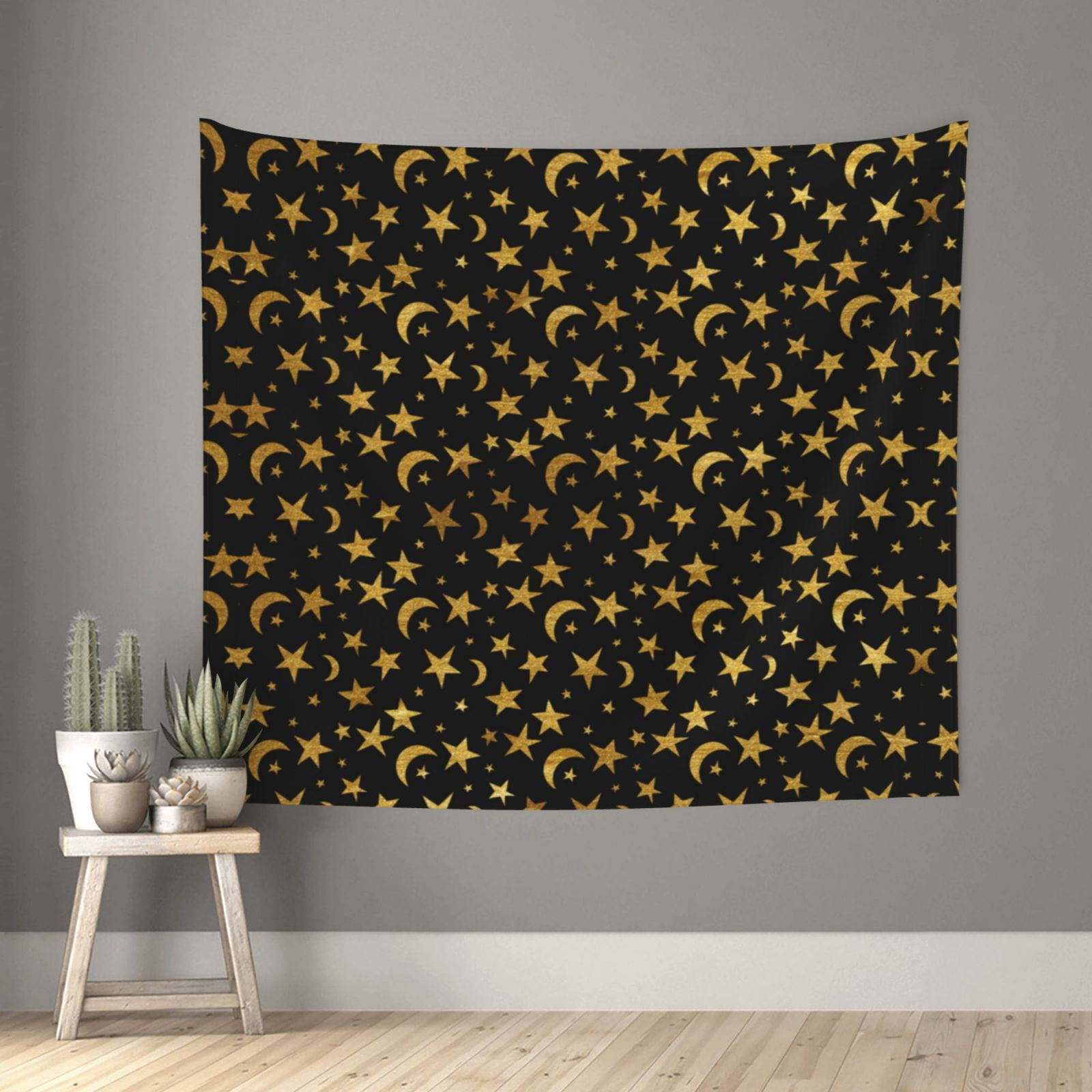 Tapestry Gold Moon And Stars Backdrop Tapestry Wall Haning For Bedroom ...