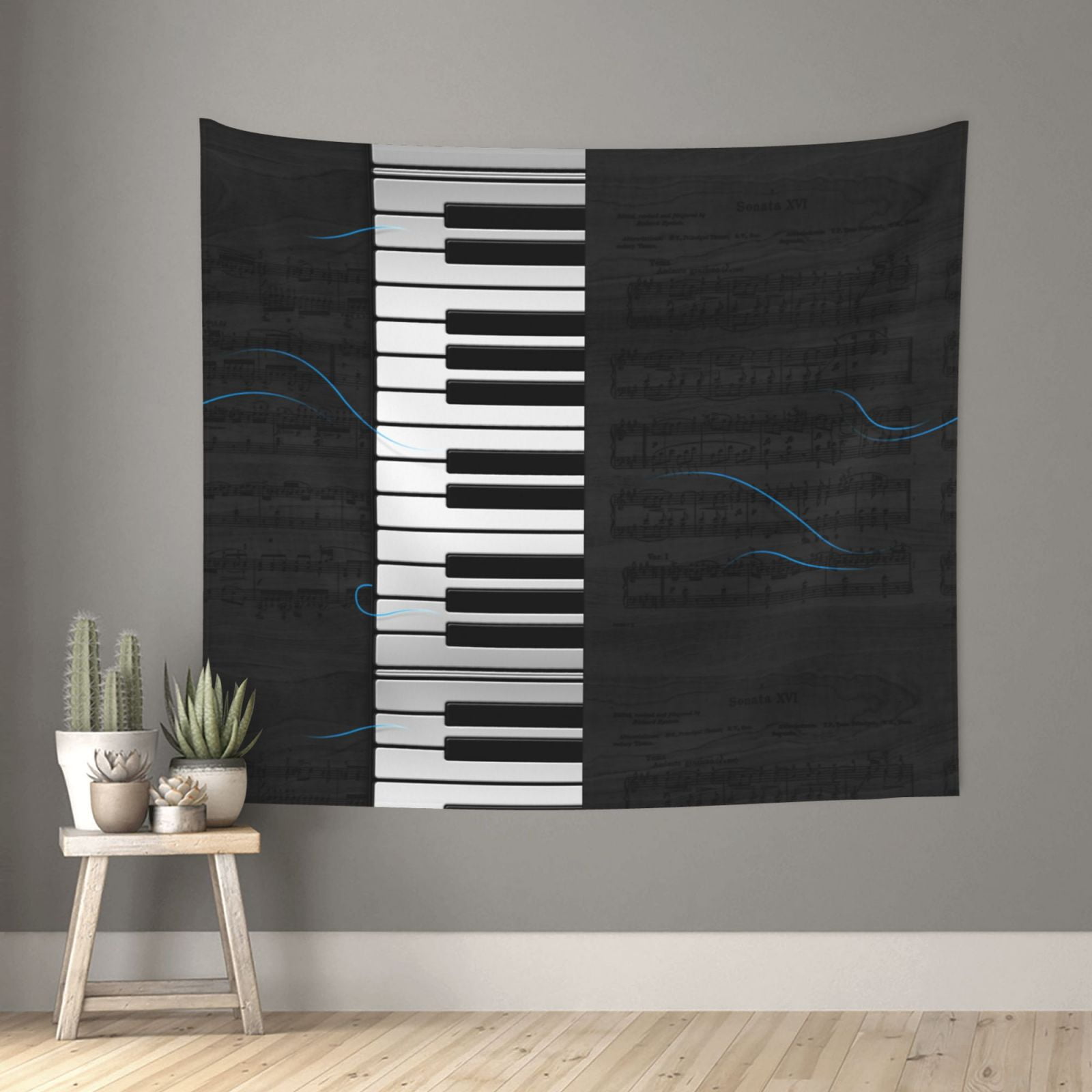 Tapestry Piano Keyboard Stave Backdrop Tapestry Wall Haning For Bedroom ...