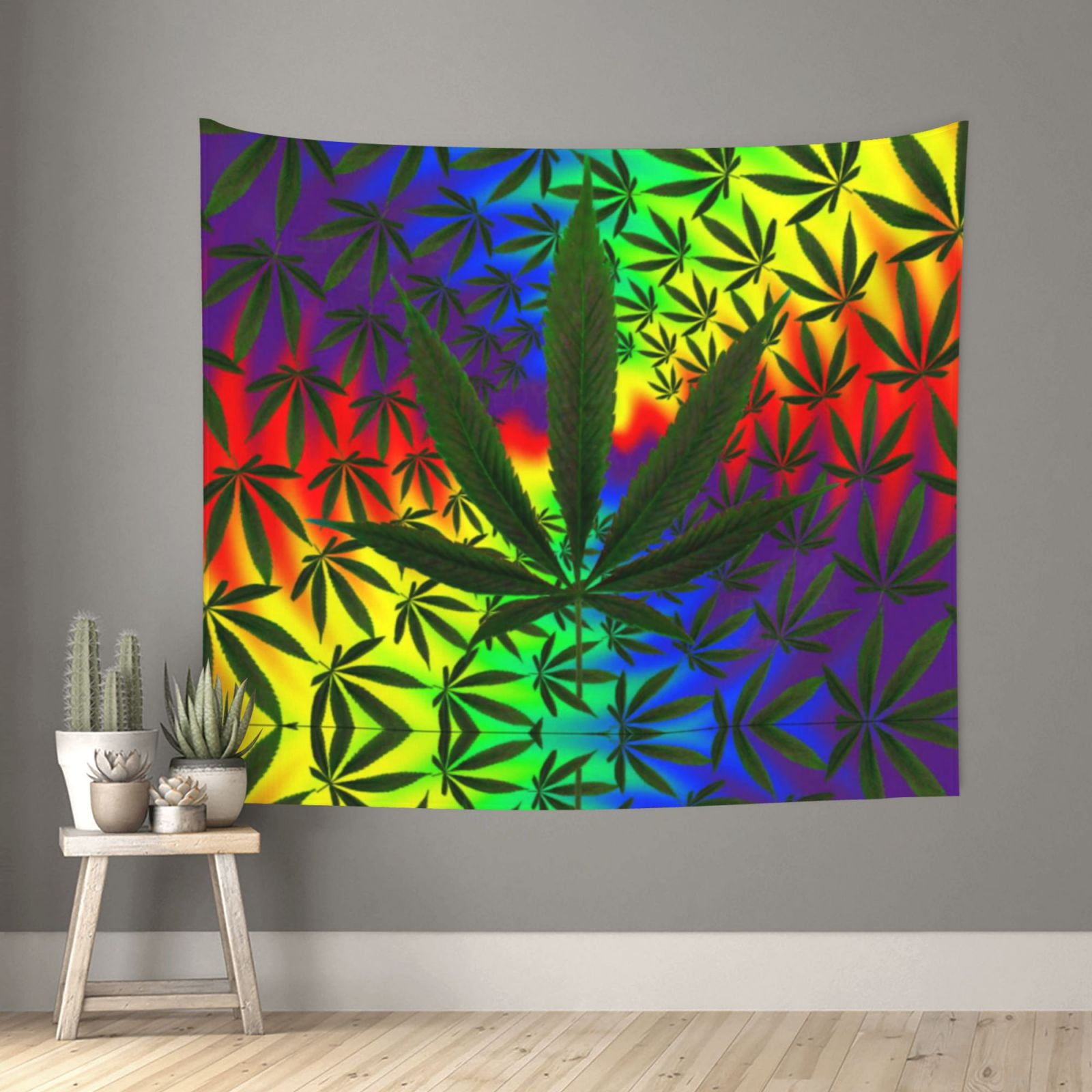 Tapestry Rainbow Pot Leaves Backdrop Tapestry Wall Haning For Bedroom ...