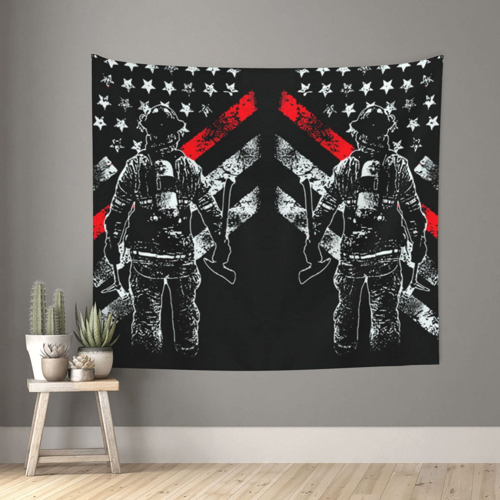 Tapestry Retro Thin Red Firefighter Line Flag Backdrop Tapestry Wall ...
