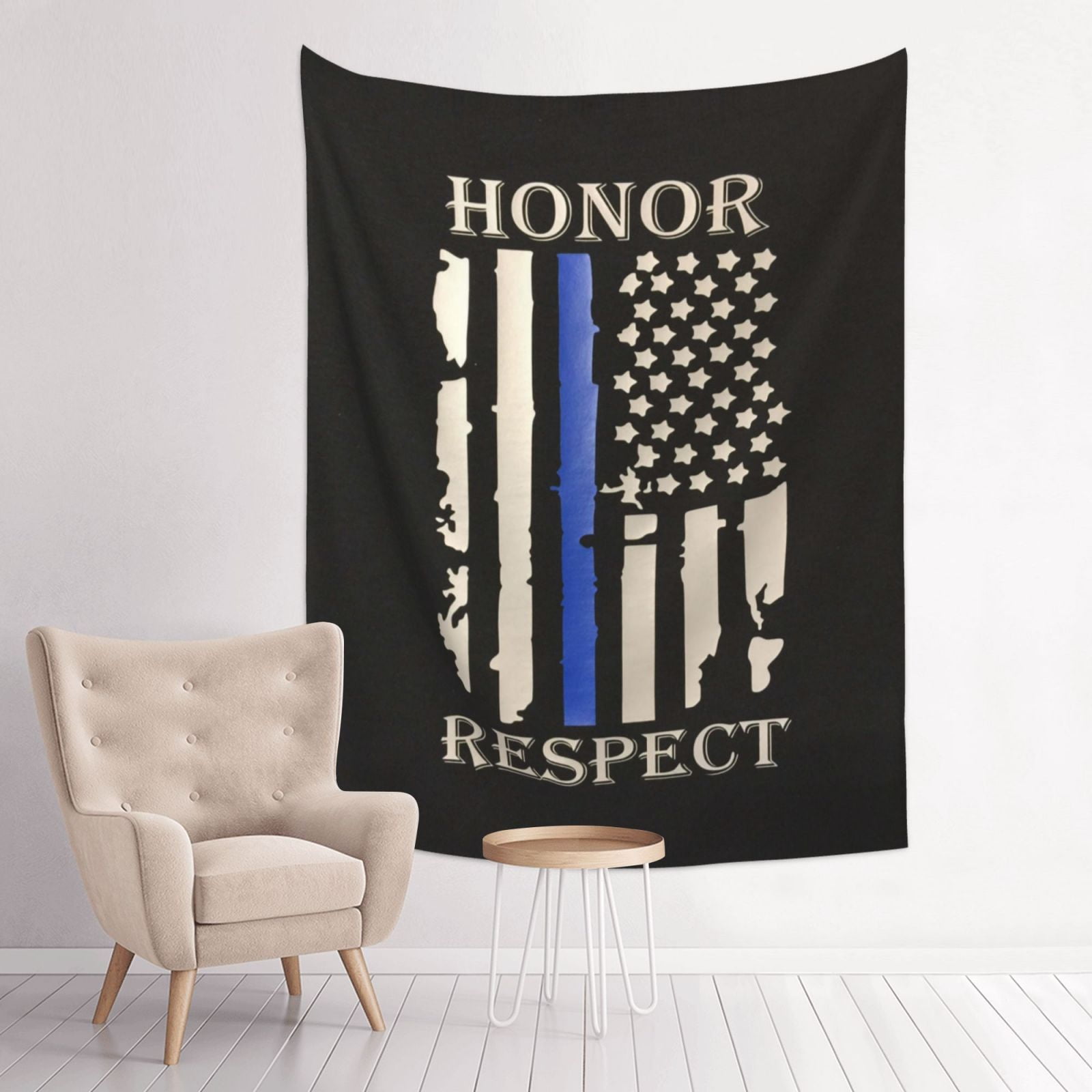 Tapestry Thin Blue Line Flag Honor Respect Police Art Print Mural For ...