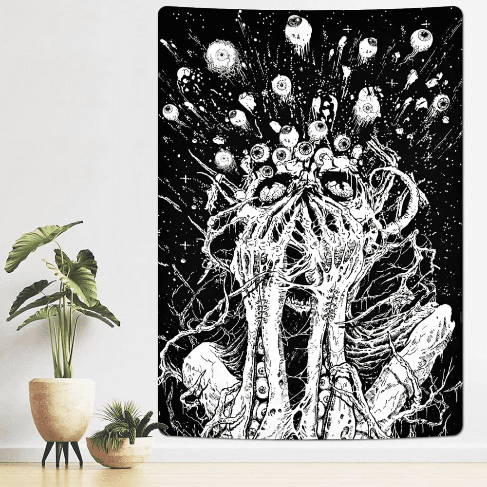 Tapestry Trippy Eyes Tapestry Black and White Skeleton Tapestry Dark ...