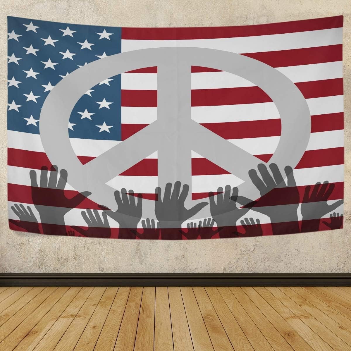 Tapestry Wall Hanging American Flag Icon with Peace Sign Tapestry ...