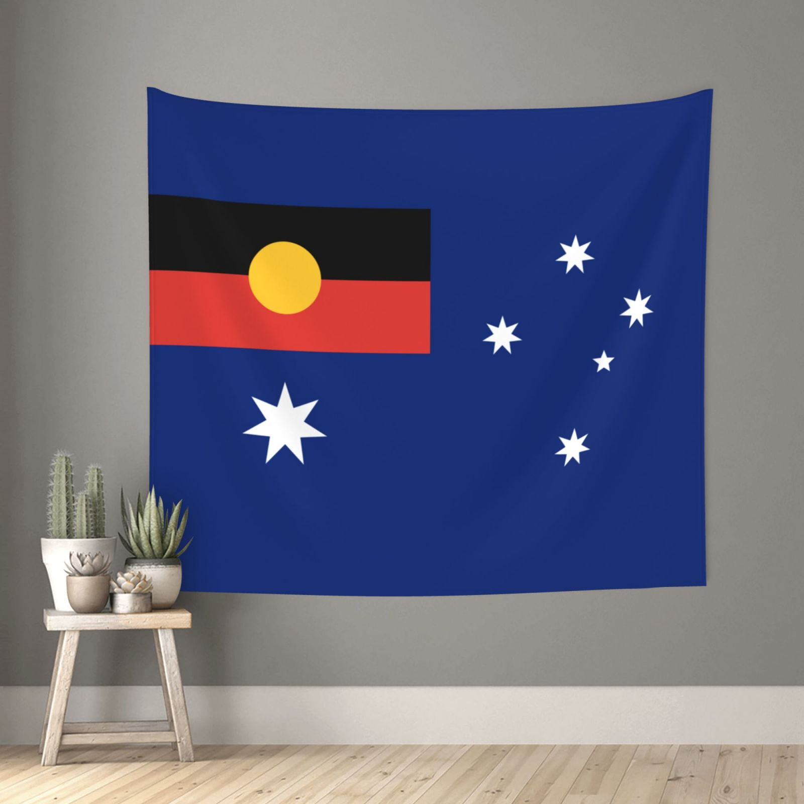 Tapestry Wall Hanging Australian Flag With Aboriginal Flag Wall Poster ...