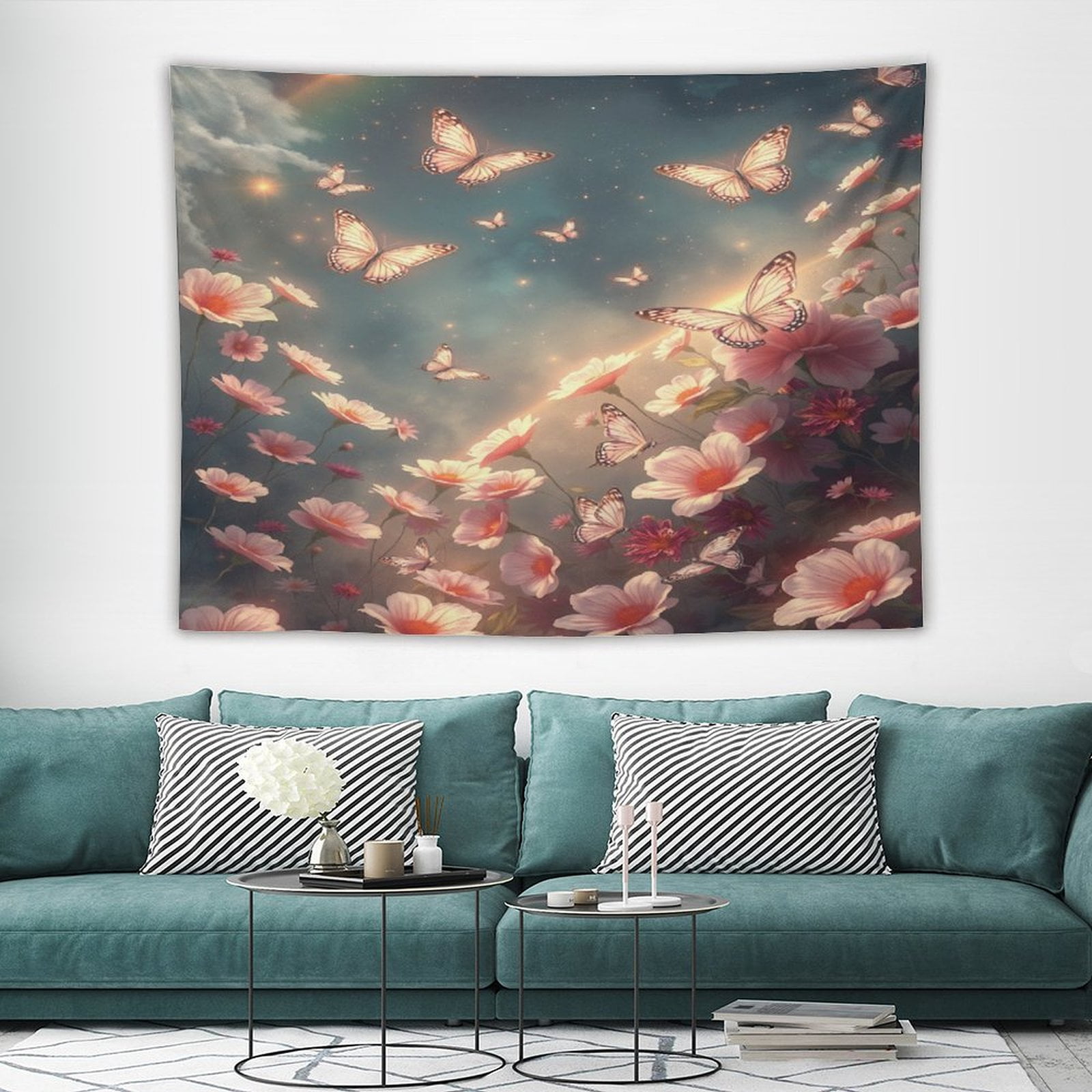 Tapestry Wall Hanging Butterflies Cosmos Dreams Art Bedroom Window ...
