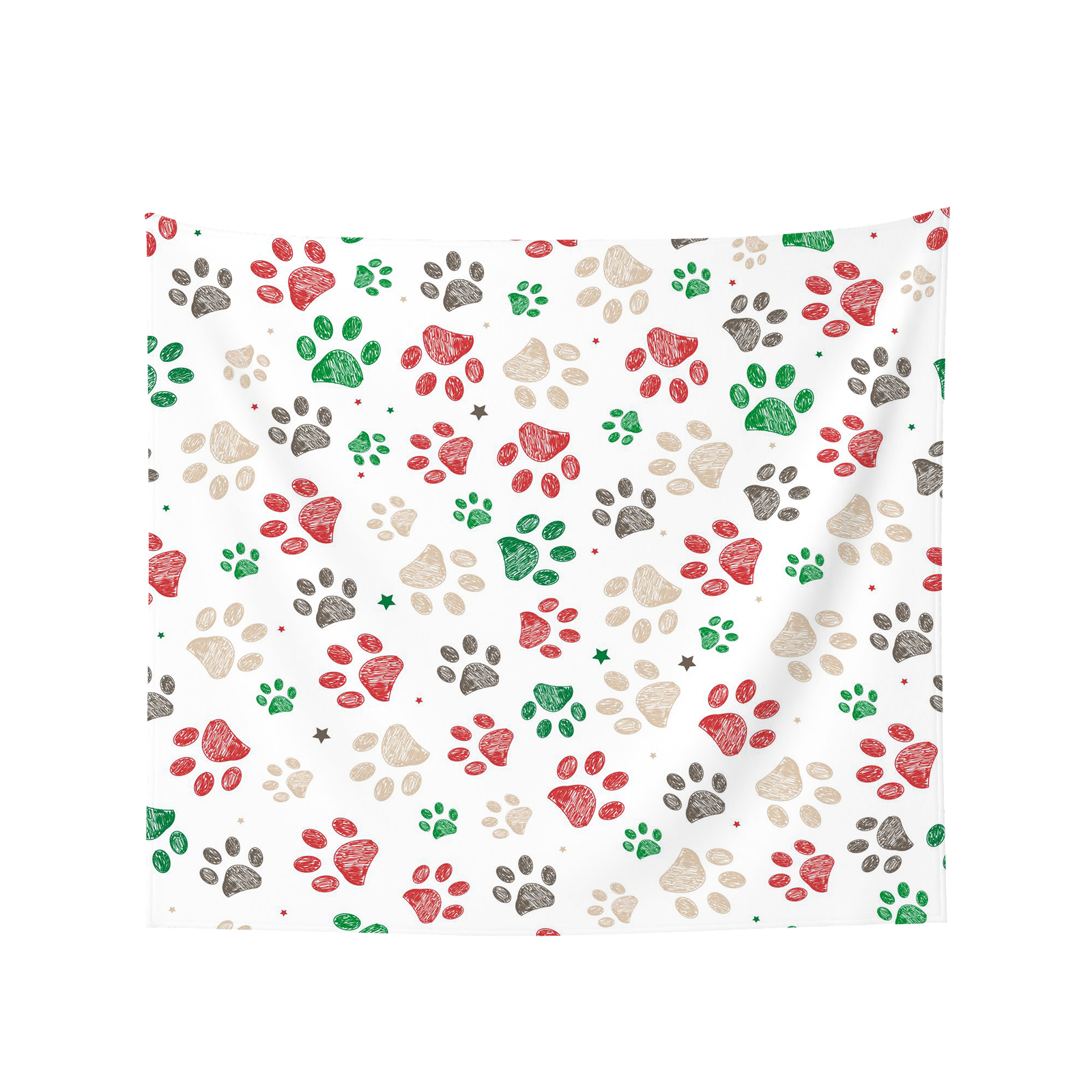 Tapestry Wall Hanging Doodle Paw Prints Stars Tapestries Home Decor for ...