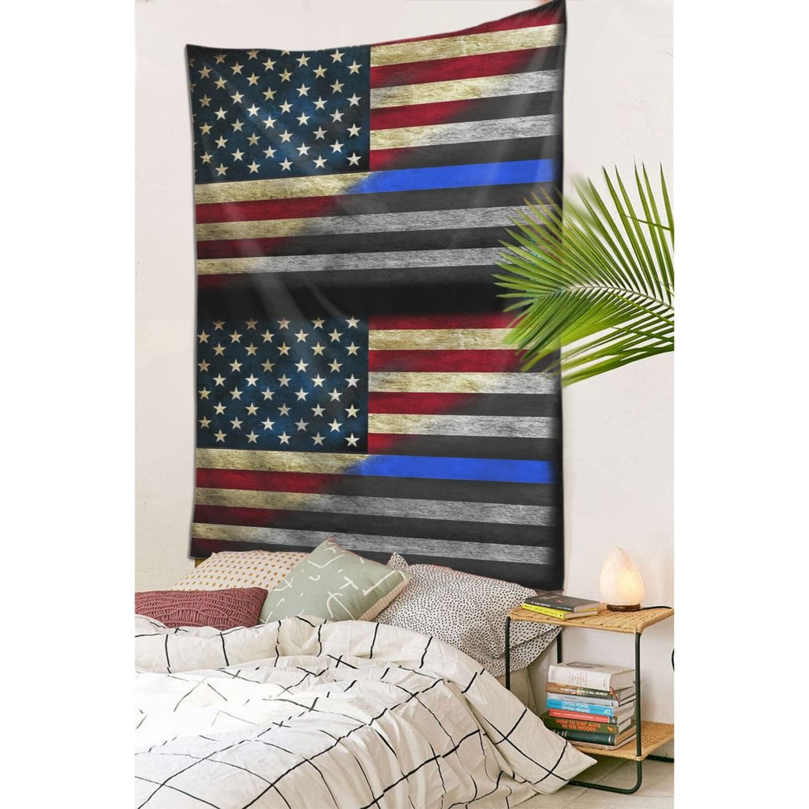 Tapestry Wall Hanging Flag Thin Blue Line Flag Wall Tapestry For Dorm ...