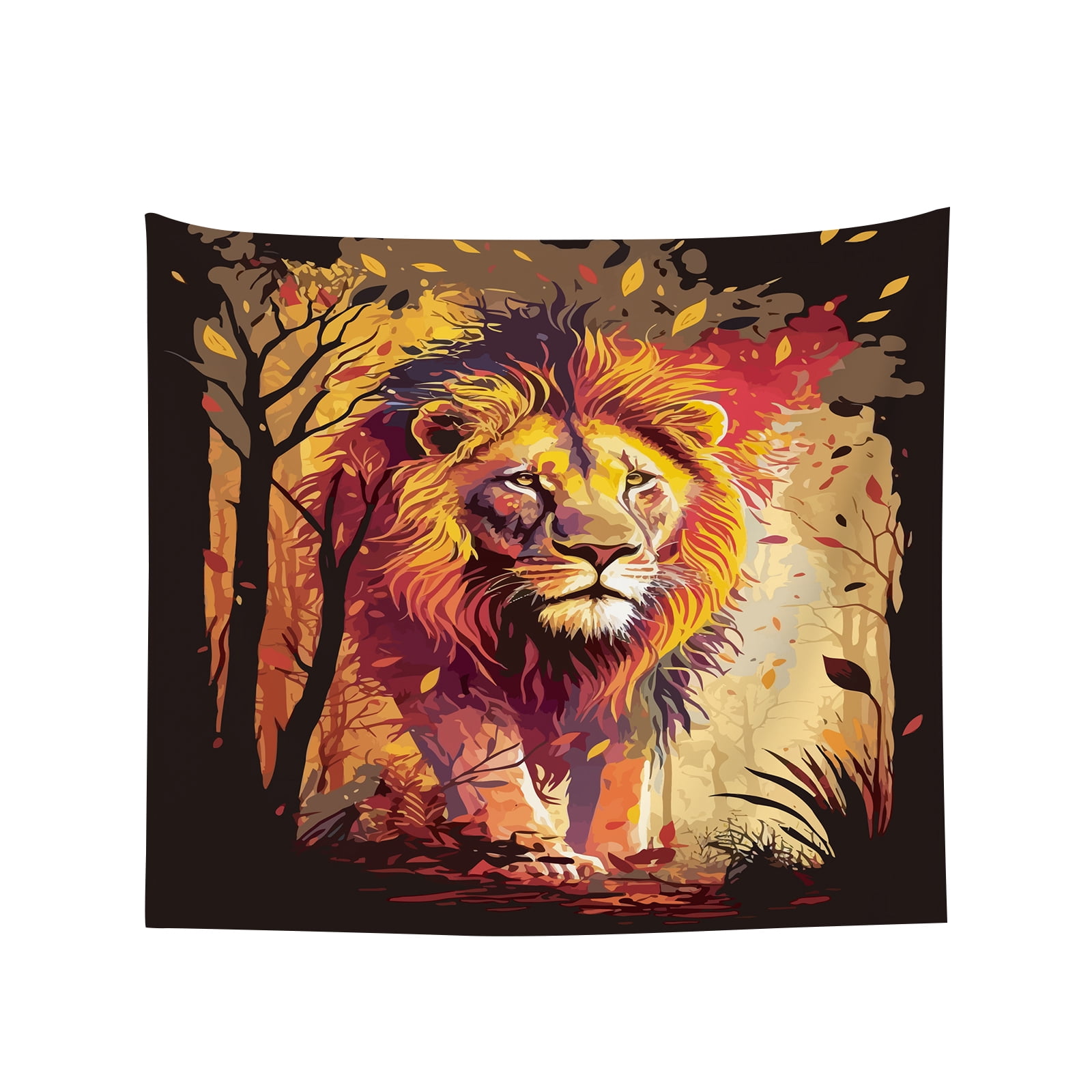 Tapestry Wall Hanging Lion Walking Forward On The Jungle Tapestries ...